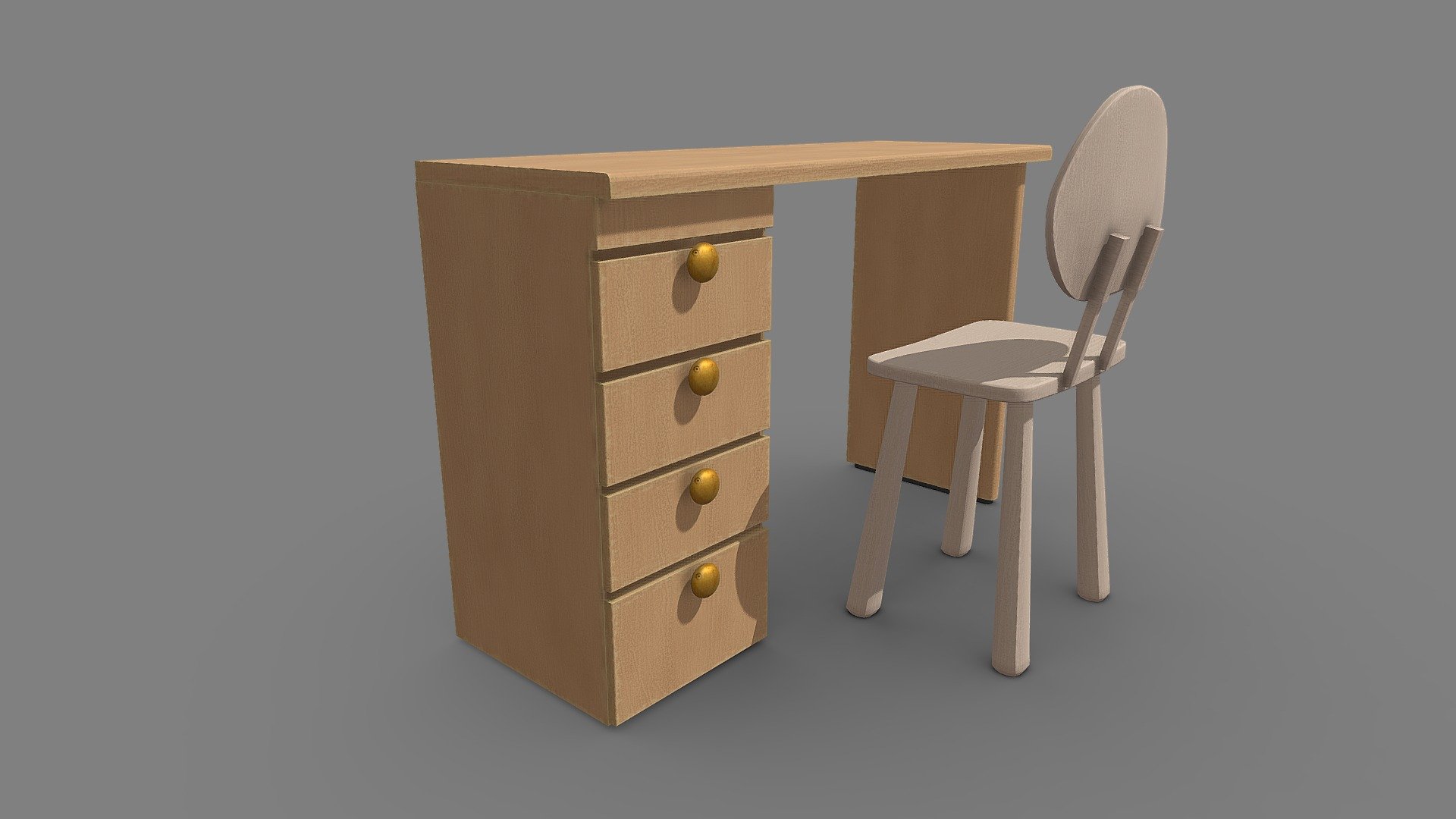 Cartoon wooden desk - Buy Royalty Free 3D model by 3D Figures ...