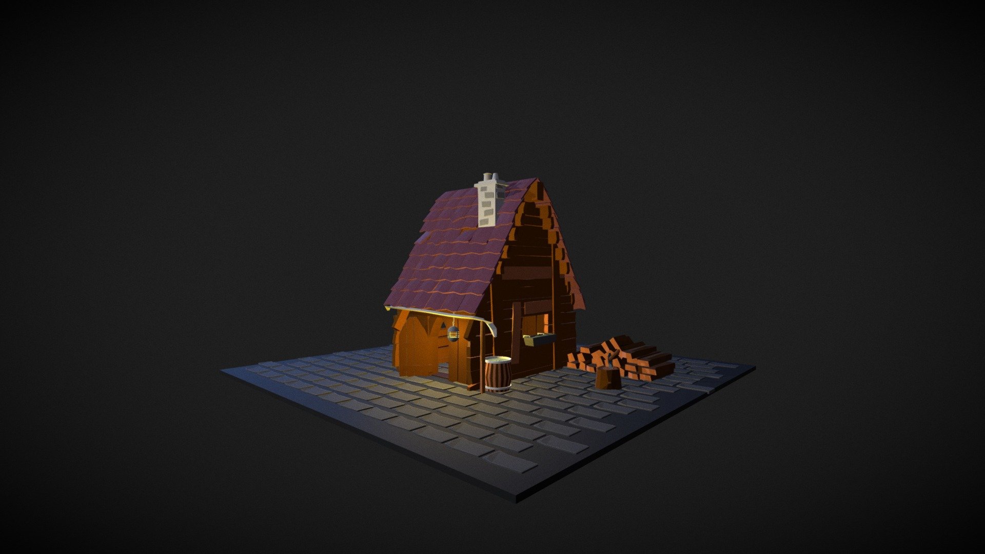 Wooden house at night - 3D model by Mathias.Millioud [3358589] - Sketchfab
