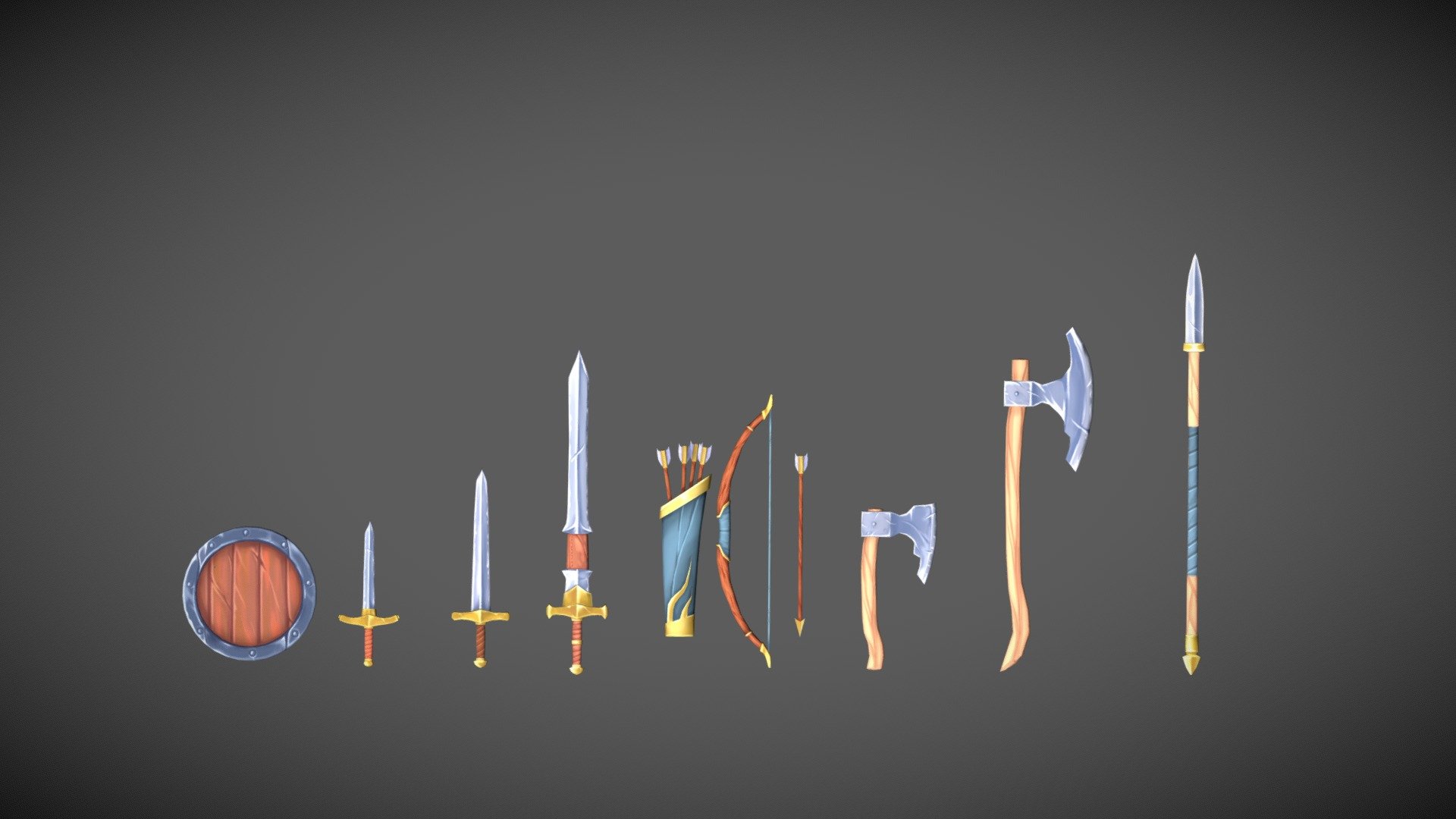 Pack of basic handpainted medieval weapons. - Buy Royalty Free 3D model ...