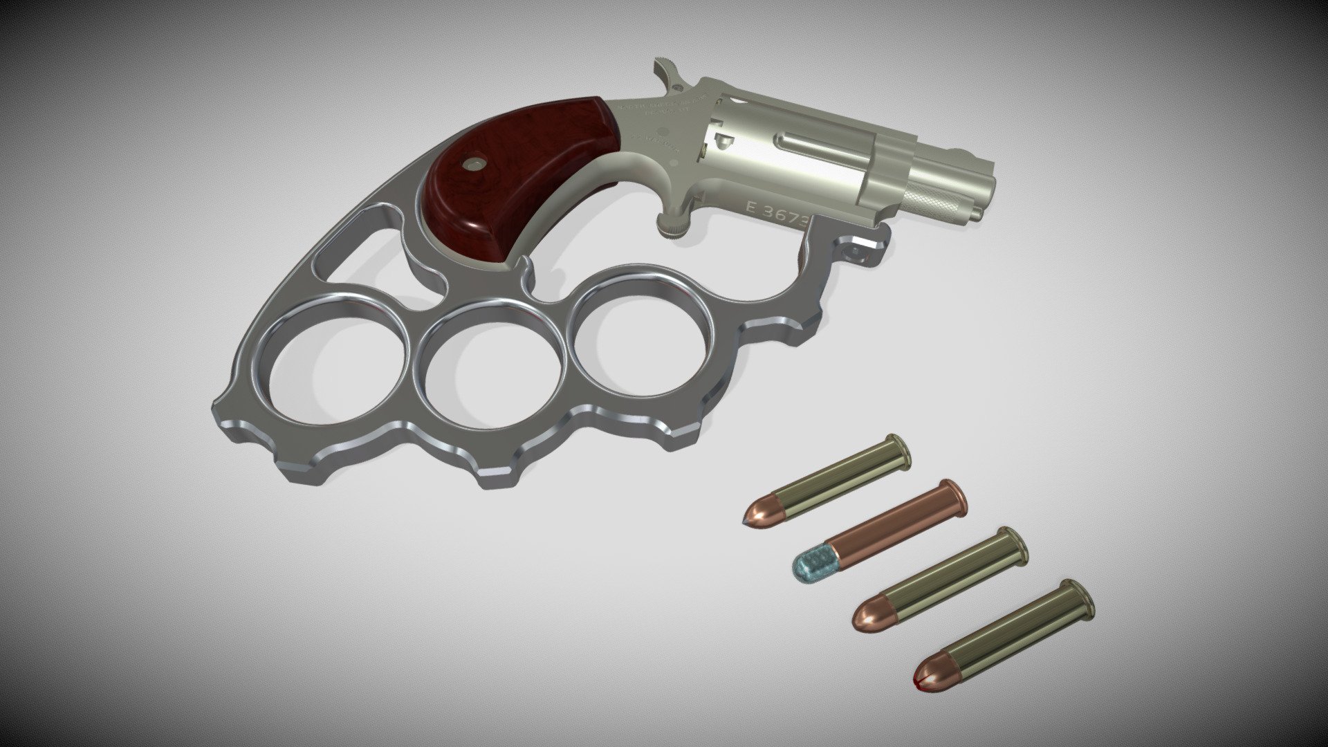 Mini revolver NAA-22MS with knuckles cartridges - 3D model by ...
