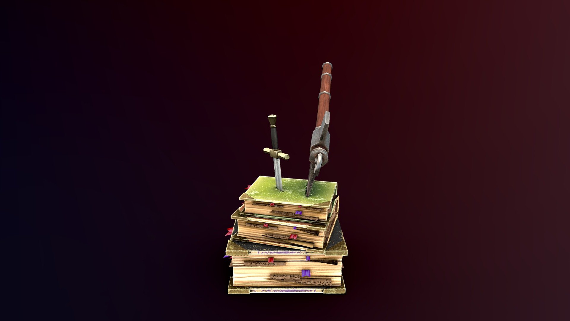 Books And Daggers - 3D model by oaldsjo [3388600] - Sketchfab