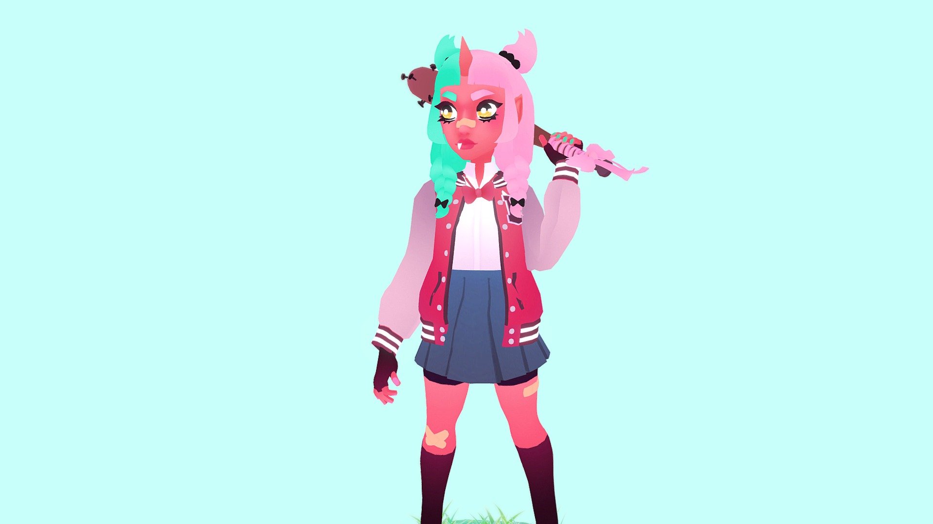 Oni School Girl Delinquent - 3D model by trini [3398e43] - Sketchfab