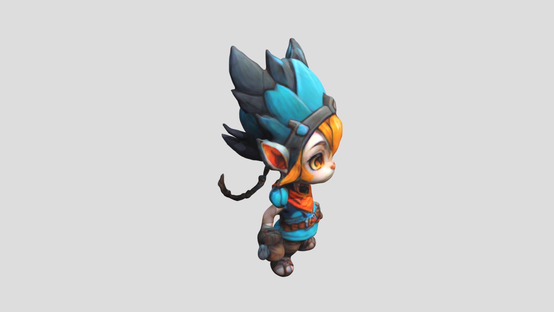 a blue elven warrior with orange hair and ears t - Download Free 3D ...