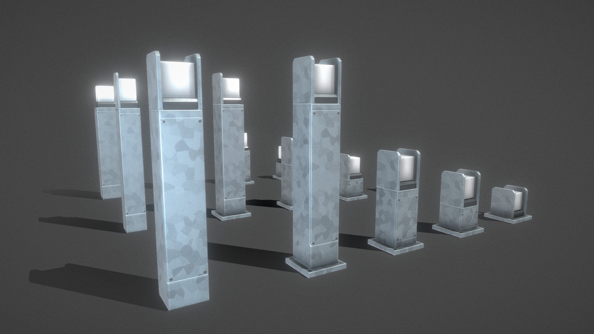 Street Light (8) Light Bollard Galvanized - Buy Royalty Free 3D model ...