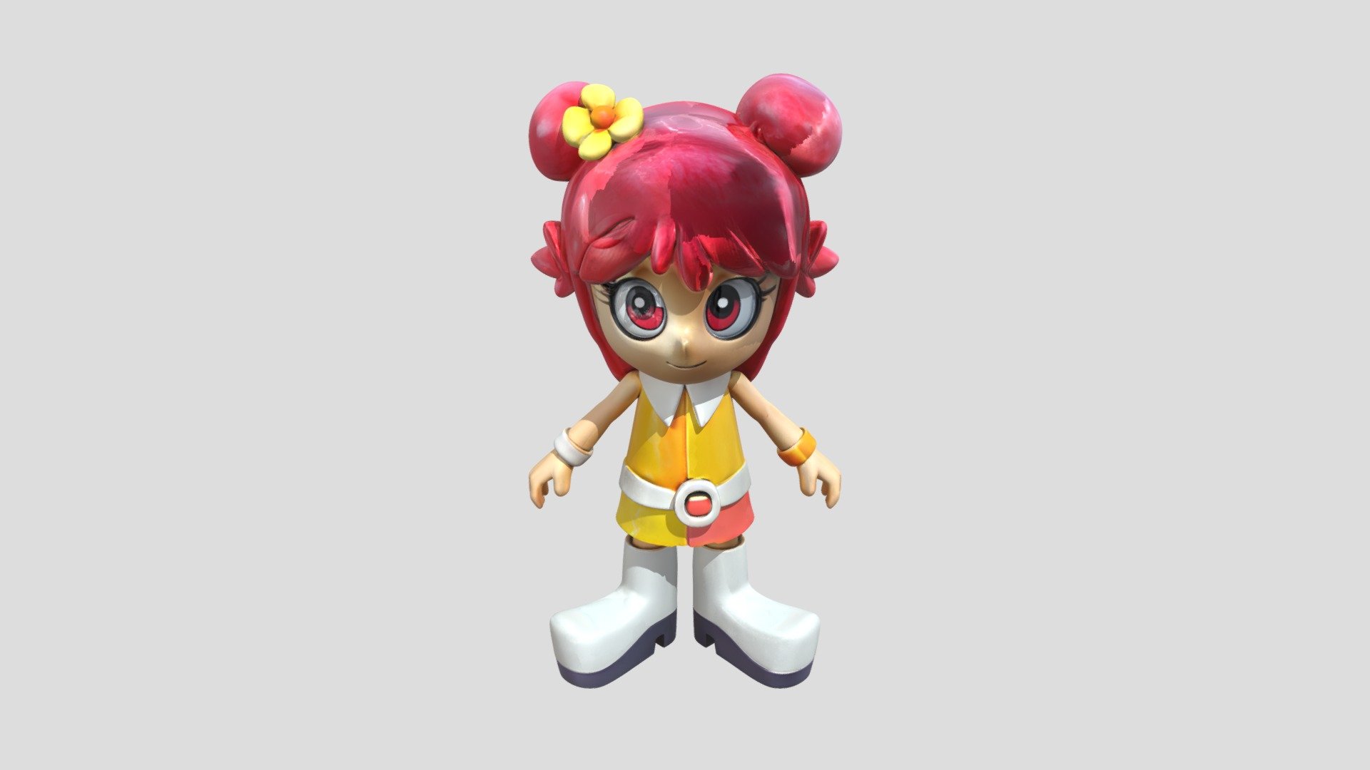 Pink-haired girl doll with yellow dress - 3D model by Quico_Man ...