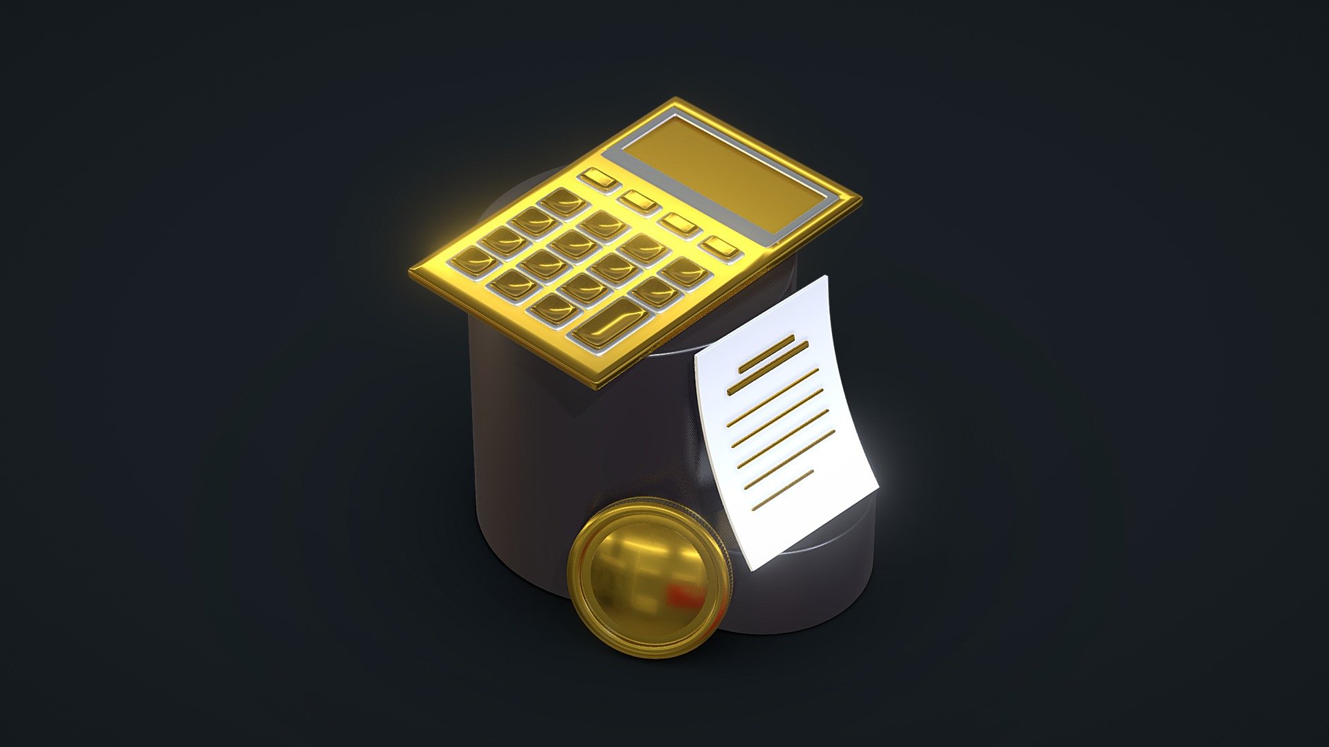 Calculator, Document, Coin Composition - Buy Royalty Free 3D model by ...
