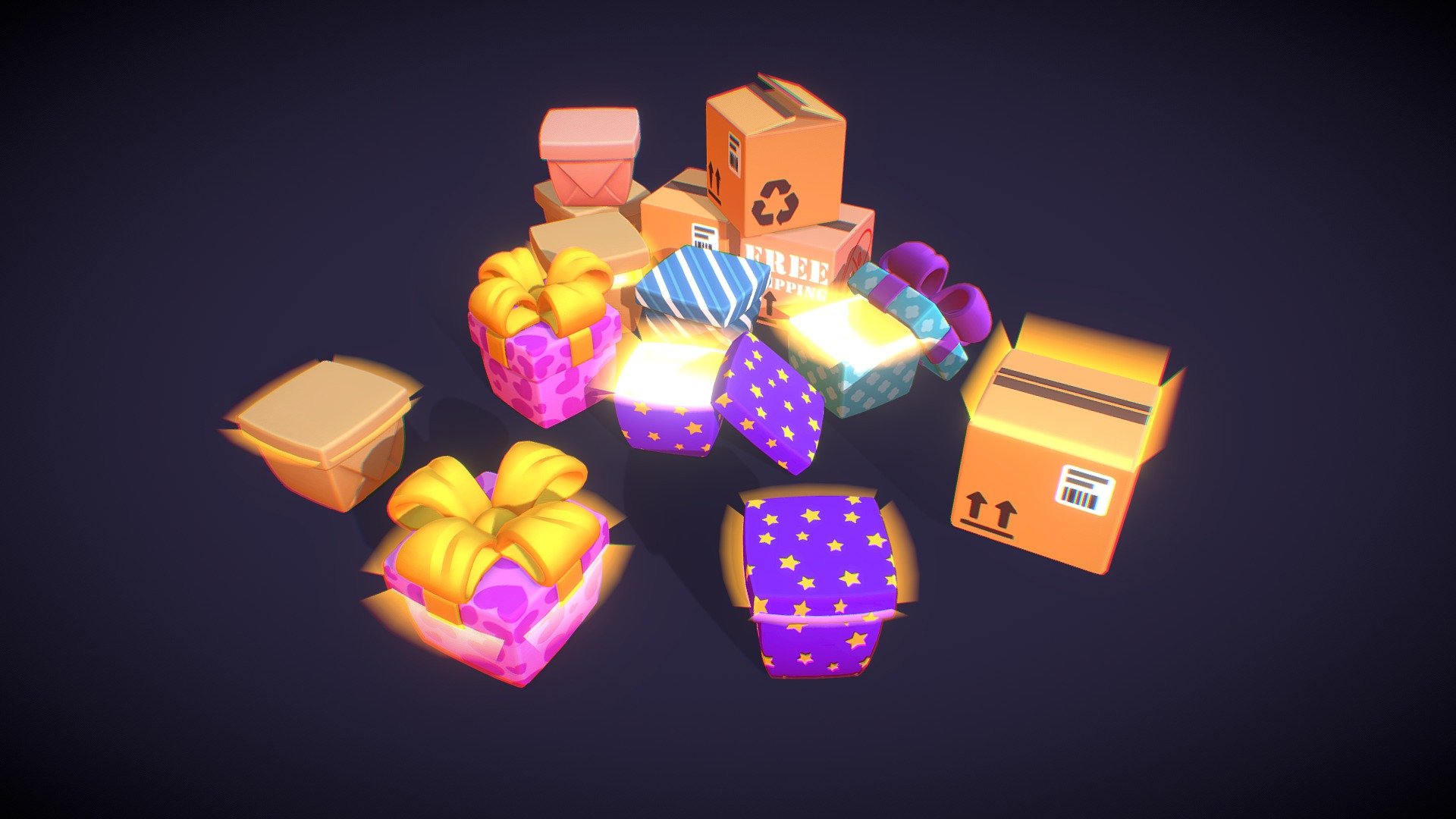 Packages And Gifts - 3D model by RicochetWitcher [33c1dd0] - Sketchfab