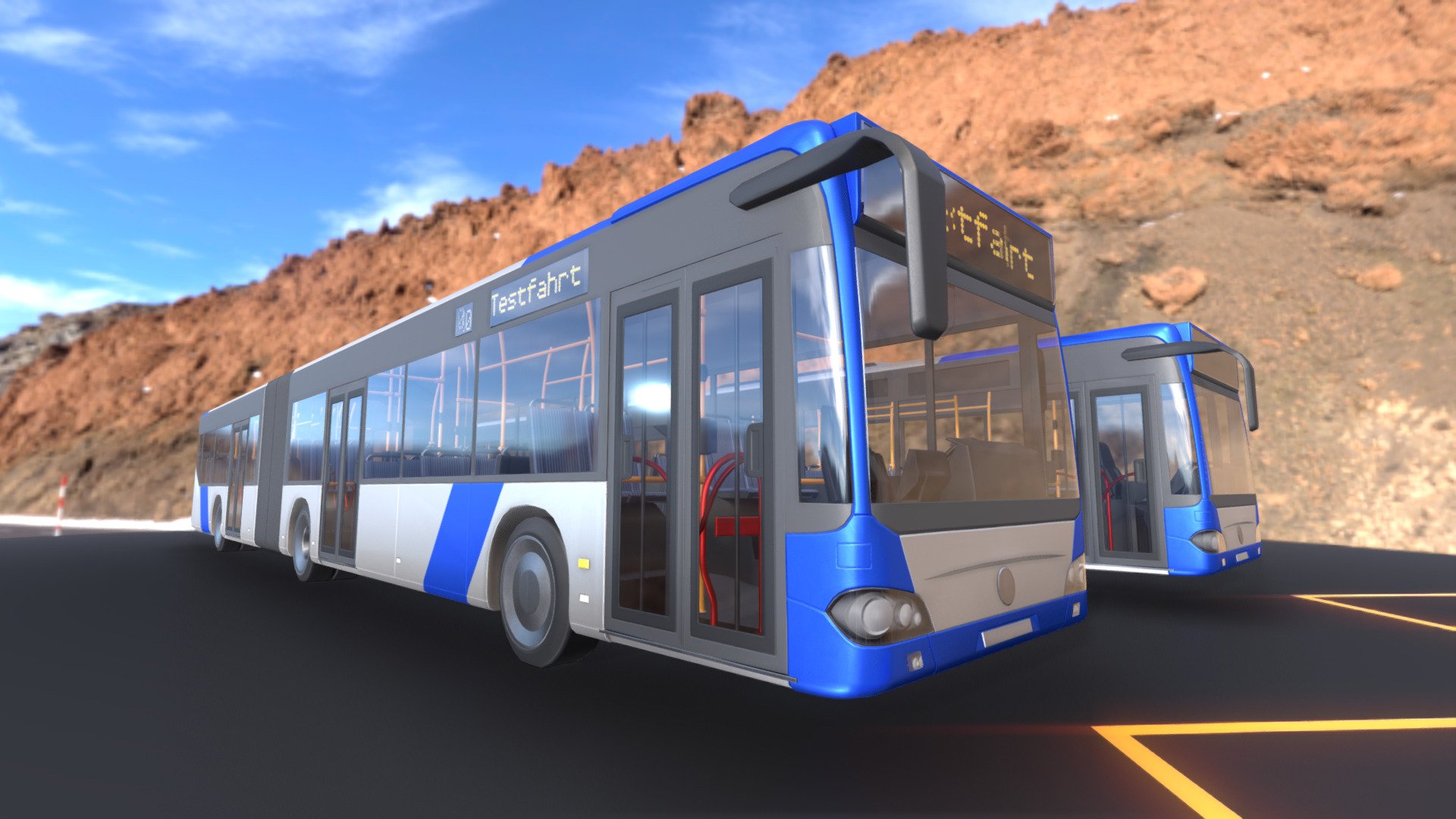 Articulated City Bus Blue-White (Low-Poly) - Buy Royalty Free 3D model ...