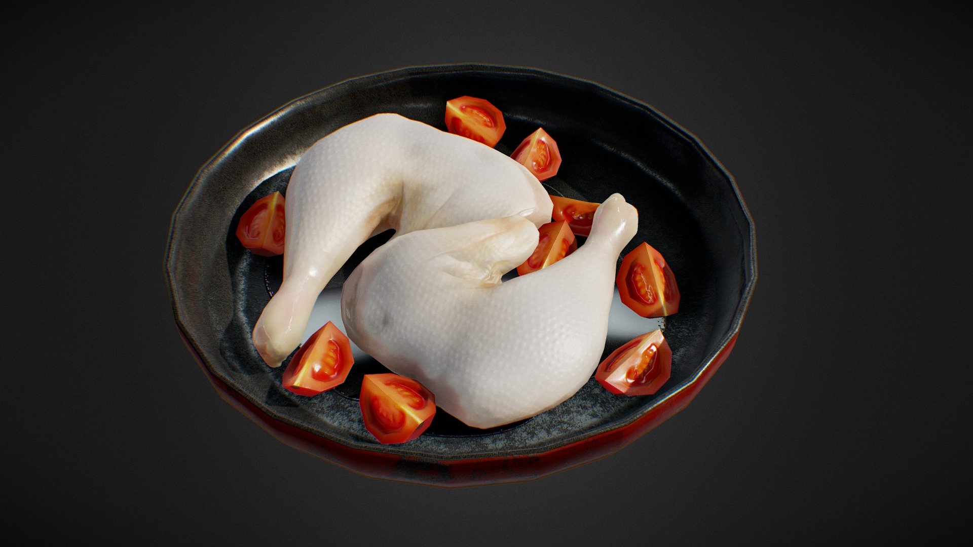 Chicken Raw With Tomatoes PBR VR / AR / low-poly - 3D model by ...