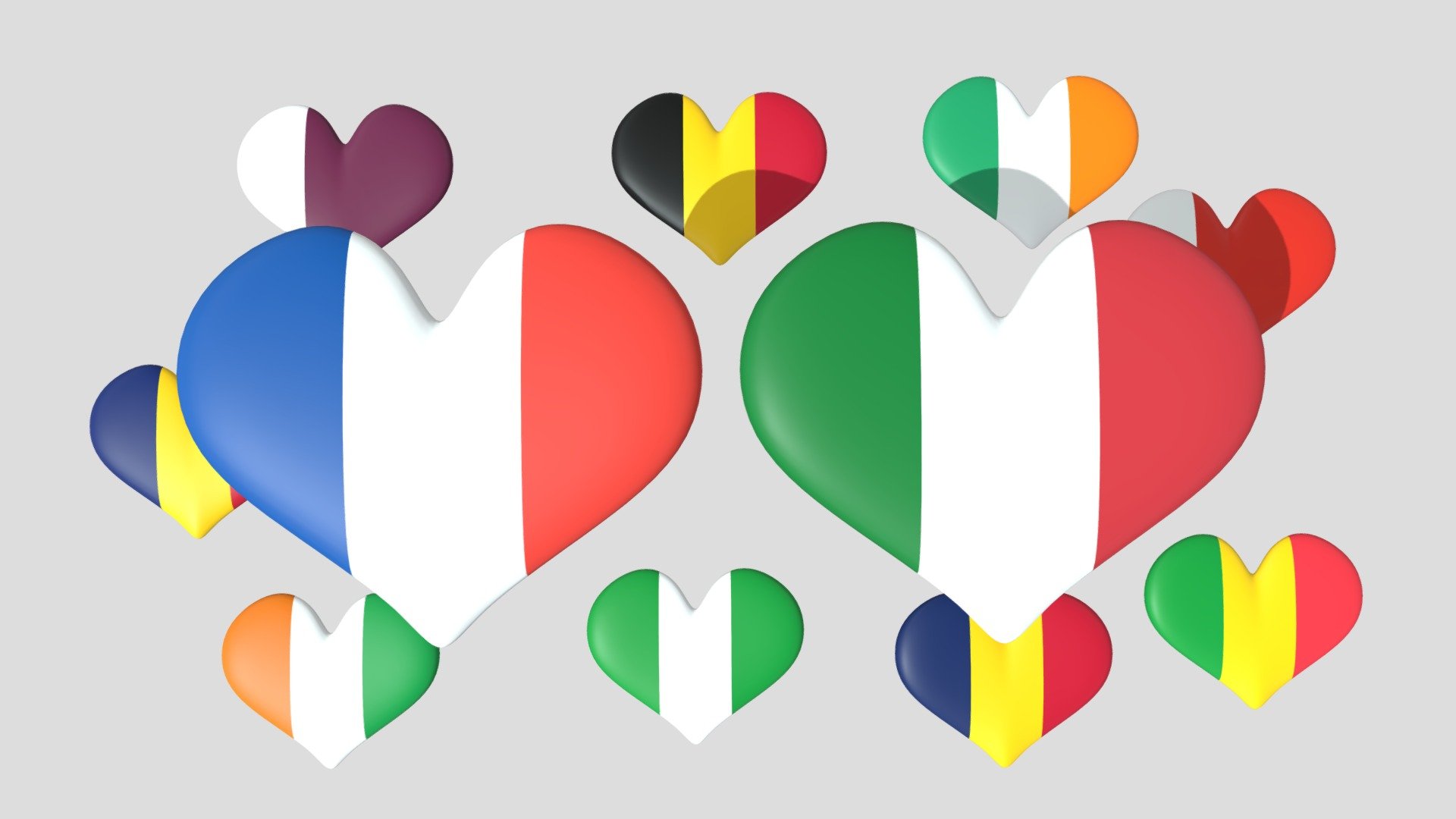 Heart Shaped Flag Collection - Buy Royalty Free 3D model by Philip ...