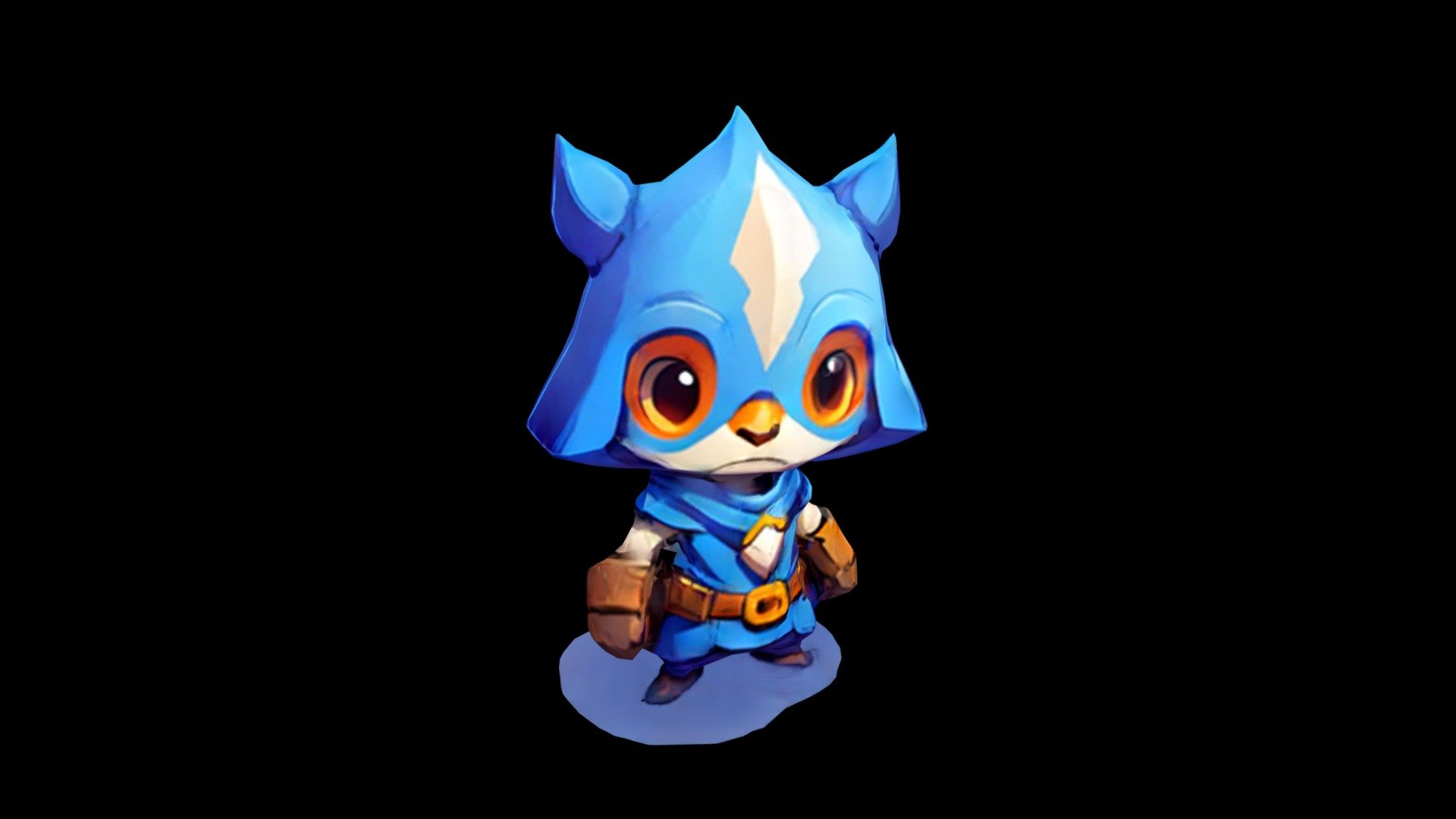 A chibi-style character dressed in blue stands a - Download Free 3D ...
