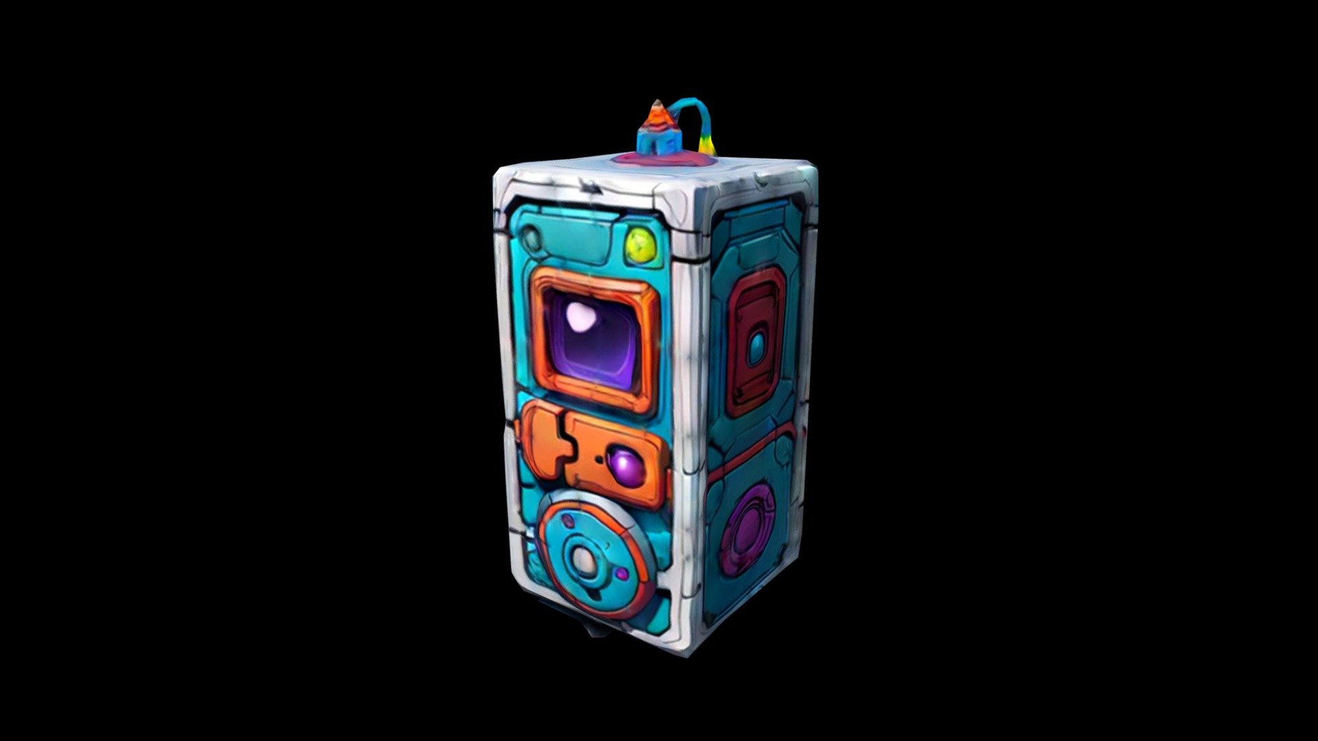 A vibrant, square-shaped device with a purple ey - Download Free 3D ...