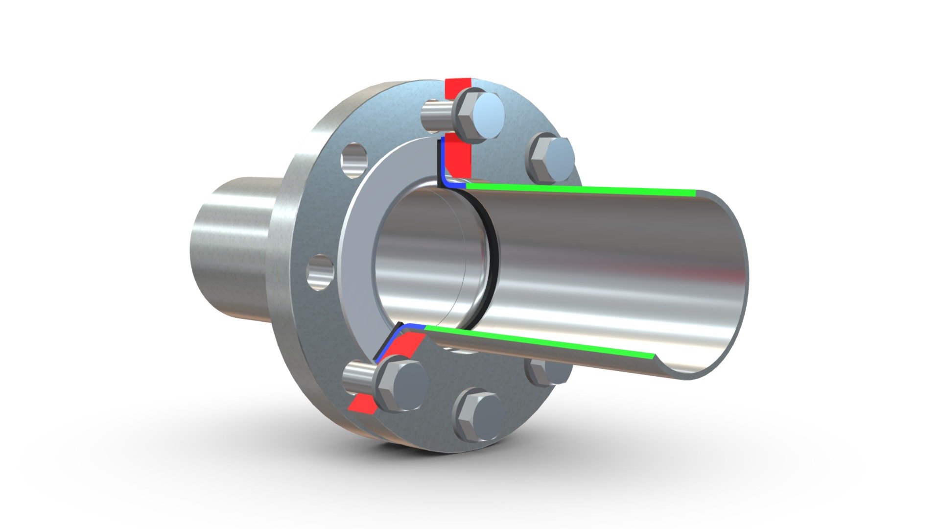 EN1092-1-2 Flange + 33 Collar - 3D CAD model - 3D model by Freek de ...