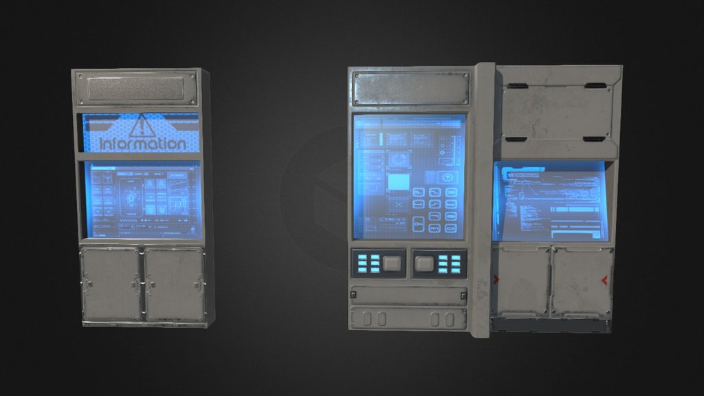 Sci-Fi Computer Wall - 3D model by bmikes [3421c32] - Sketchfab