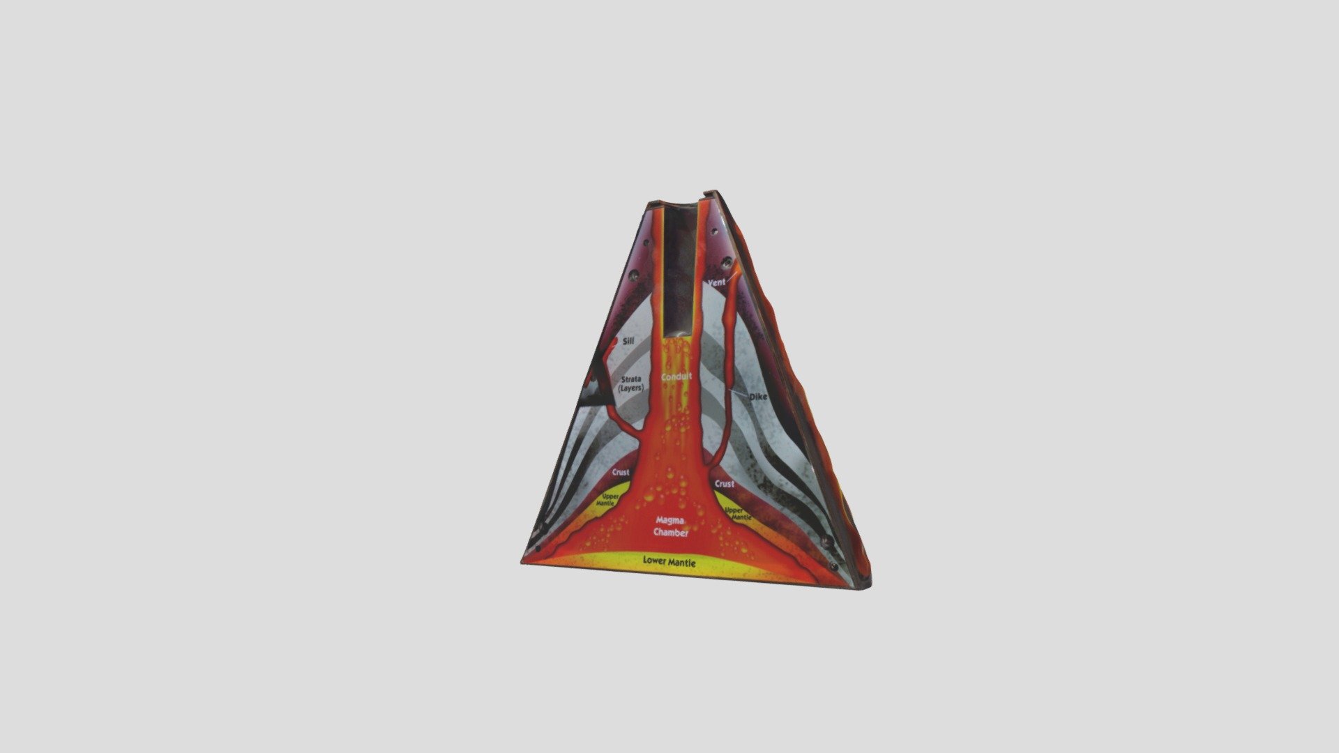 Erupting cross section volcano - 3D model by Aberdeen City Libraries ...