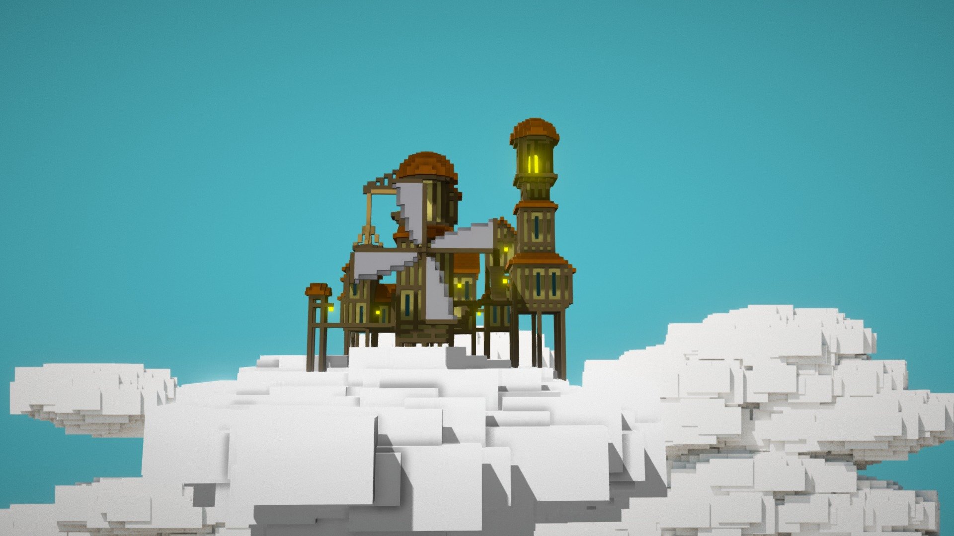 Awan - The village on a cloud (voxel) - Download Free 3D model by ...
