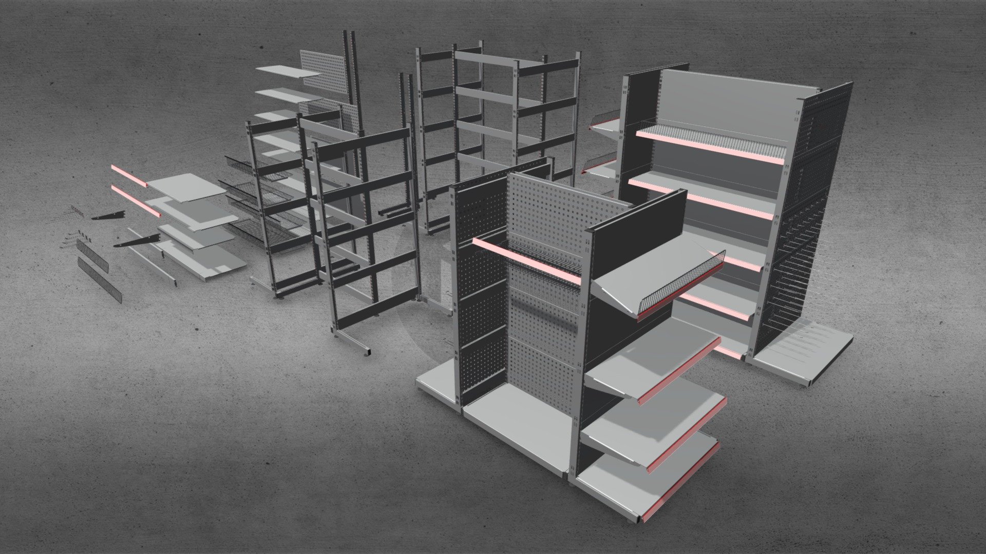 Retail Shelf System - Basic Parts - Download Free 3D model by brian-aa ...
