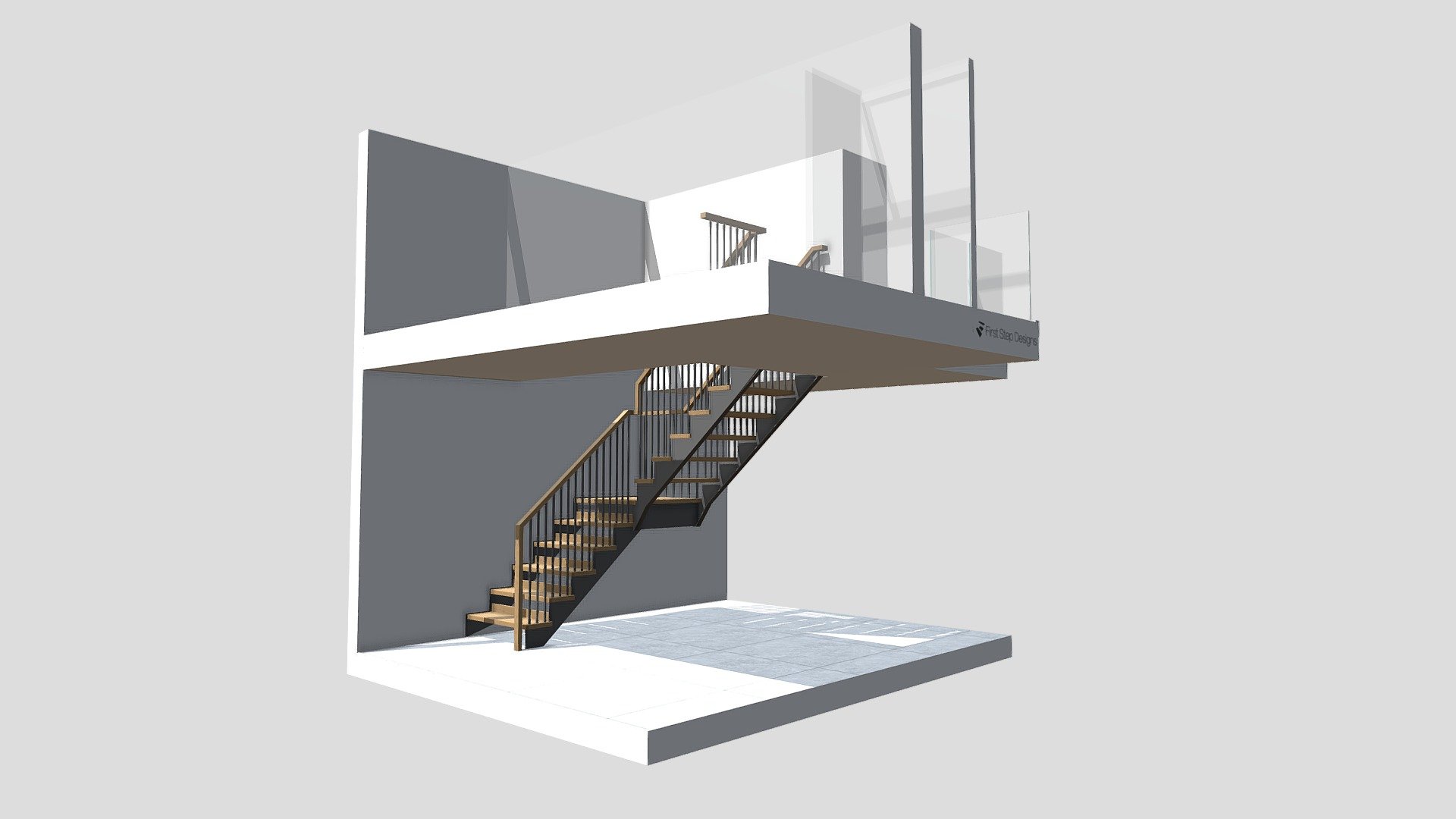 K Selway Trim Staircase - Download Free 3D model by First Step Designs ...