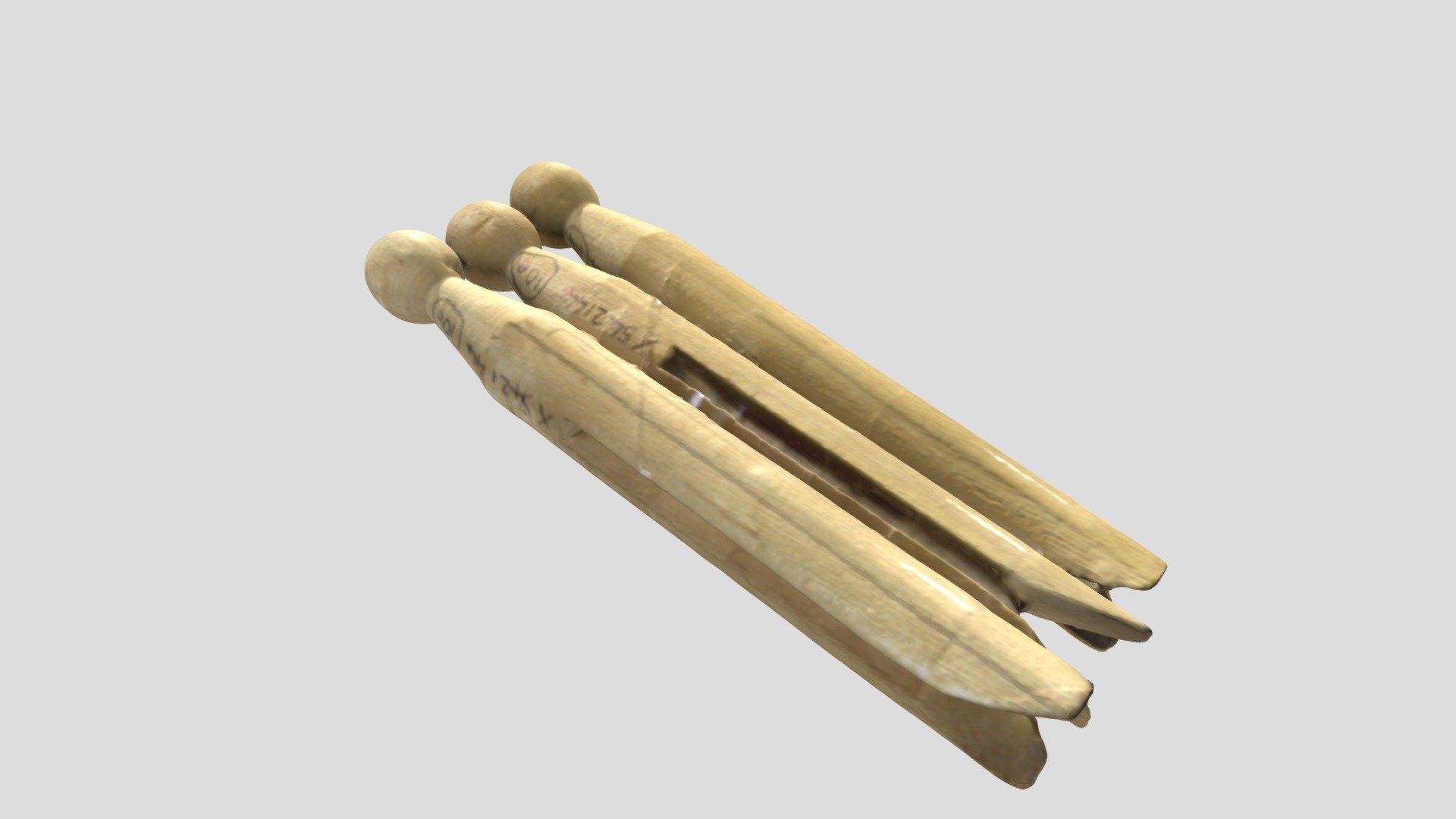 Wooden Clothes Pegs - 3D model by Aberdeen City Libraries ...
