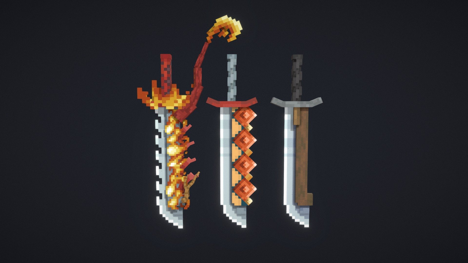 Fire swords - 3D model by kashinomi [349564b] - Sketchfab