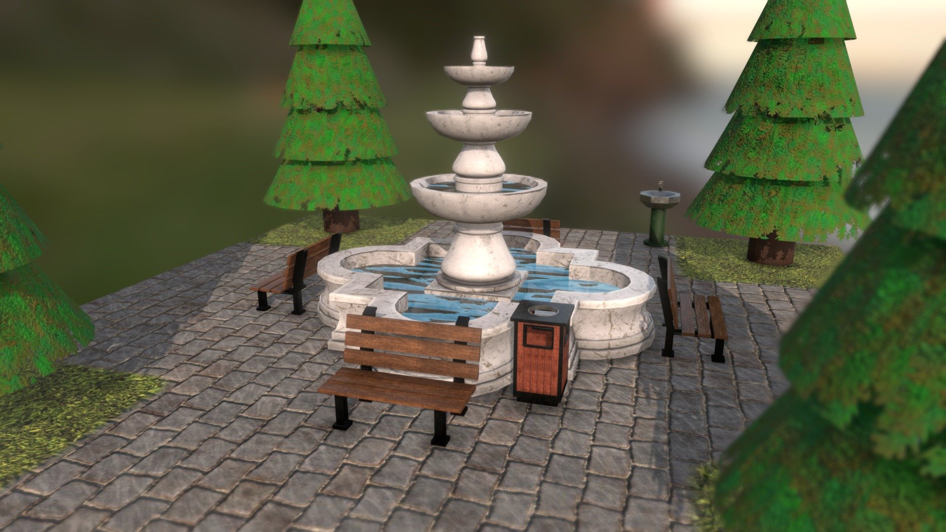 Park Scene - Download Free 3D model by ZedFox [34a1f25] - Sketchfab