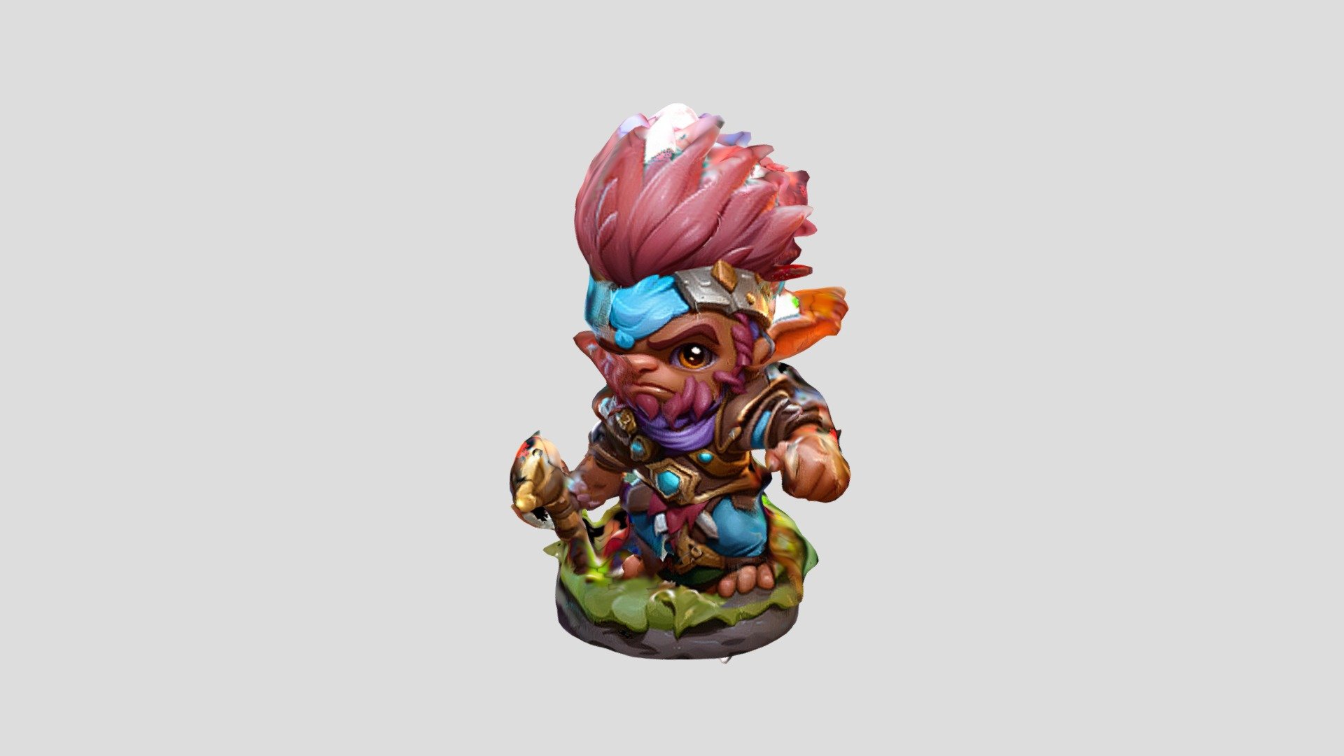 Gnome with Axe A small gnome with a pink hair - Download Free 3D model ...