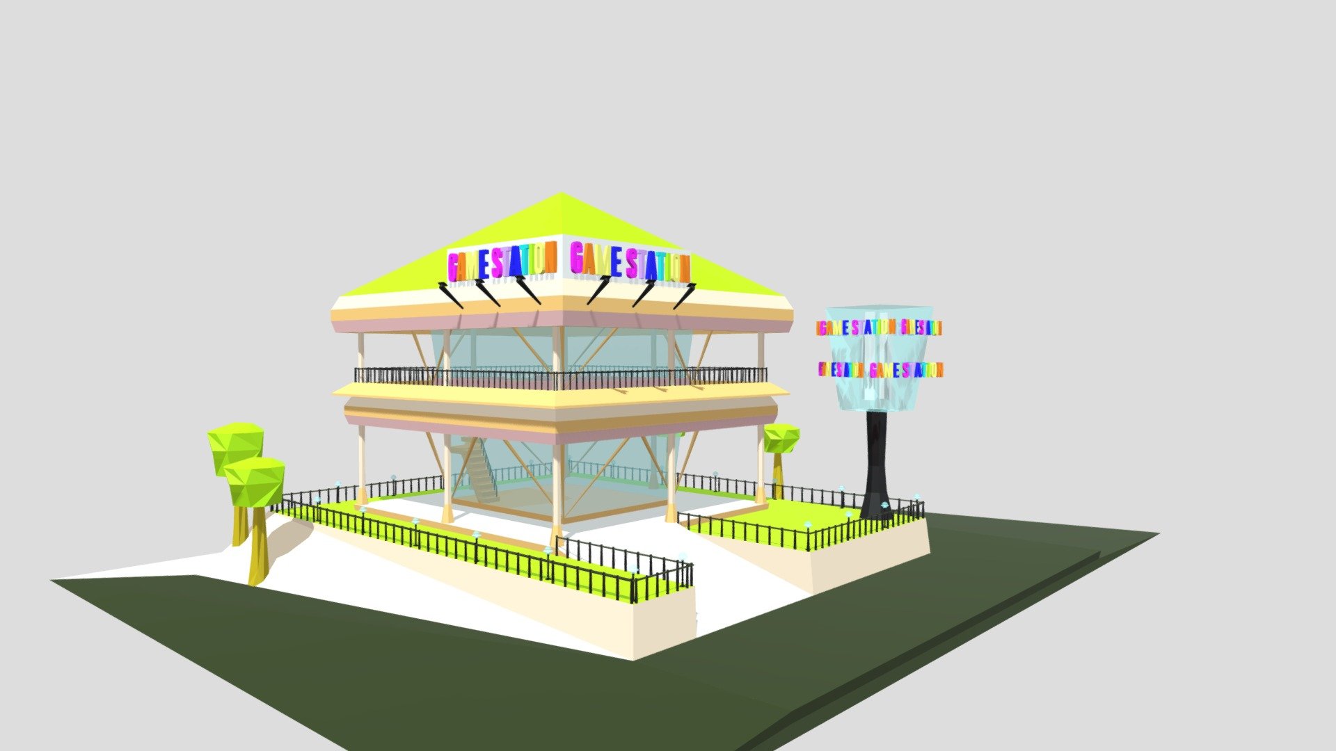 Game Station Building 3D Low Poly Modeling - 3D model by regaldraft ...