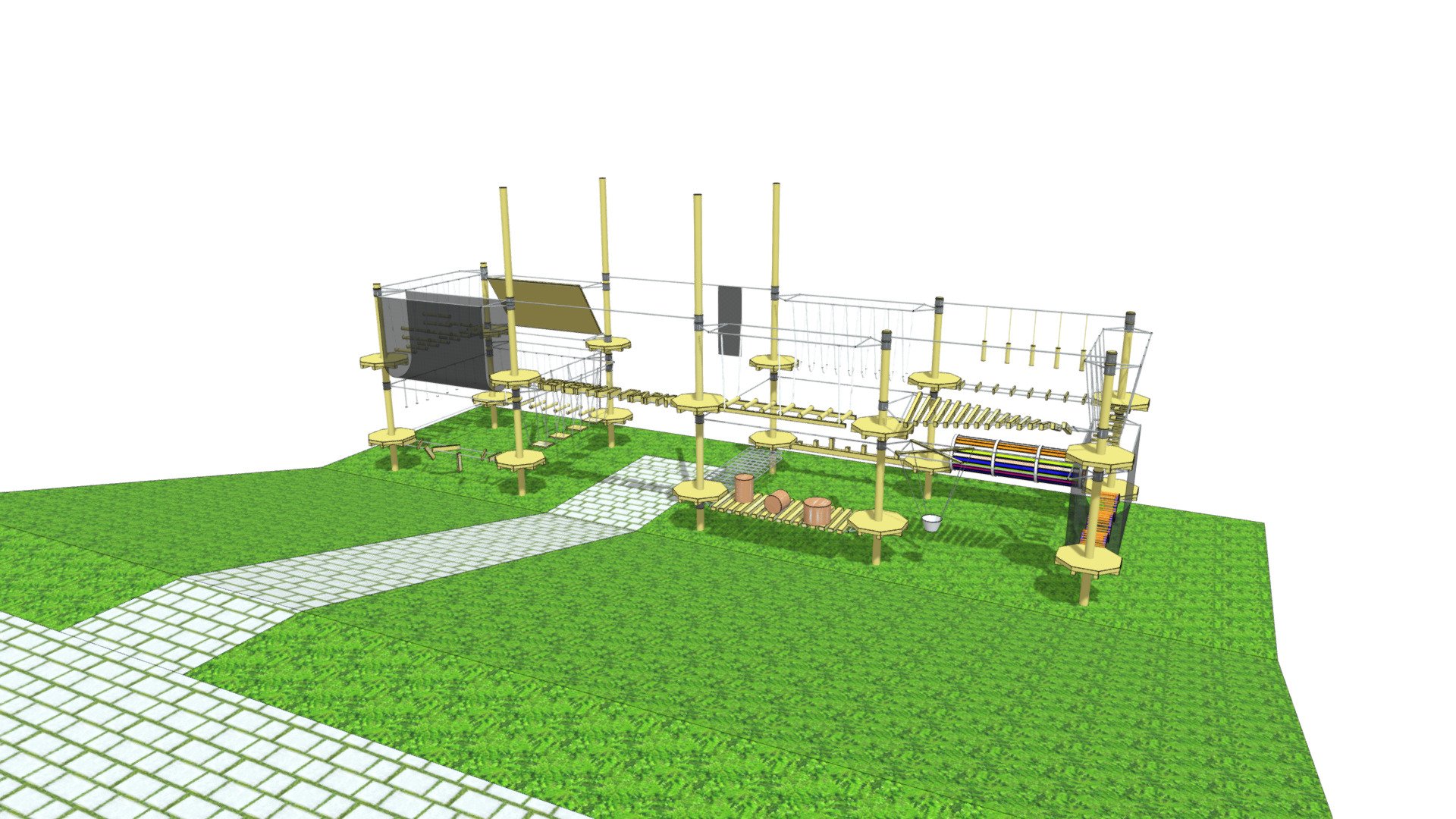 Верёвочный парк / Rope Park - 3D model by Kosmosoff [34b423a] - Sketchfab