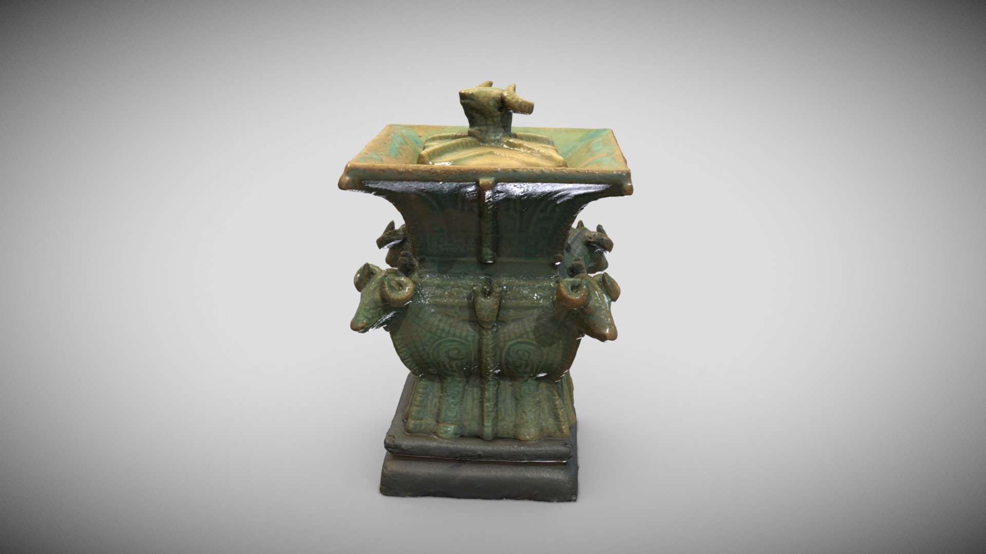 Four sheep square zun ceramics四羊方尊陶瓷 - 3D model by HUNNU Culture ...