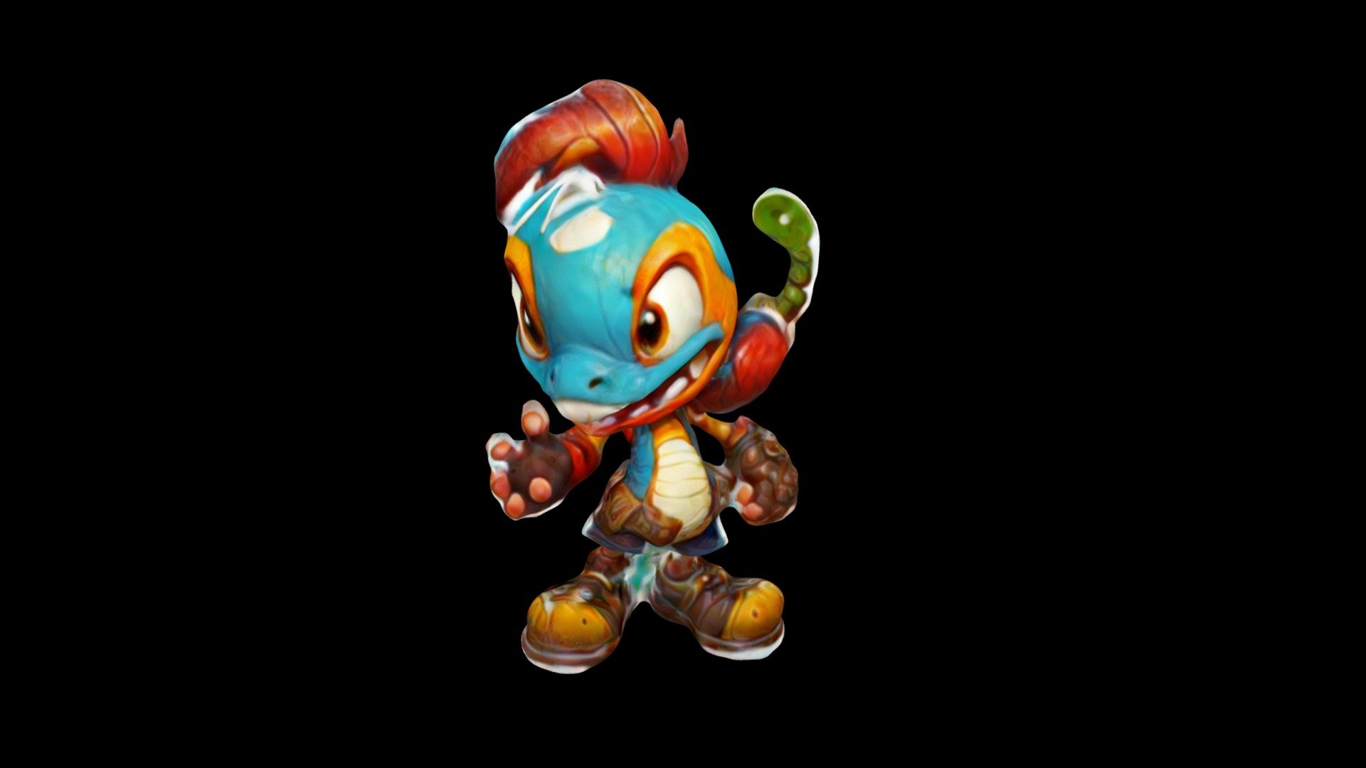 a colorful character with a mix of blue orange a - Download Free 3D ...