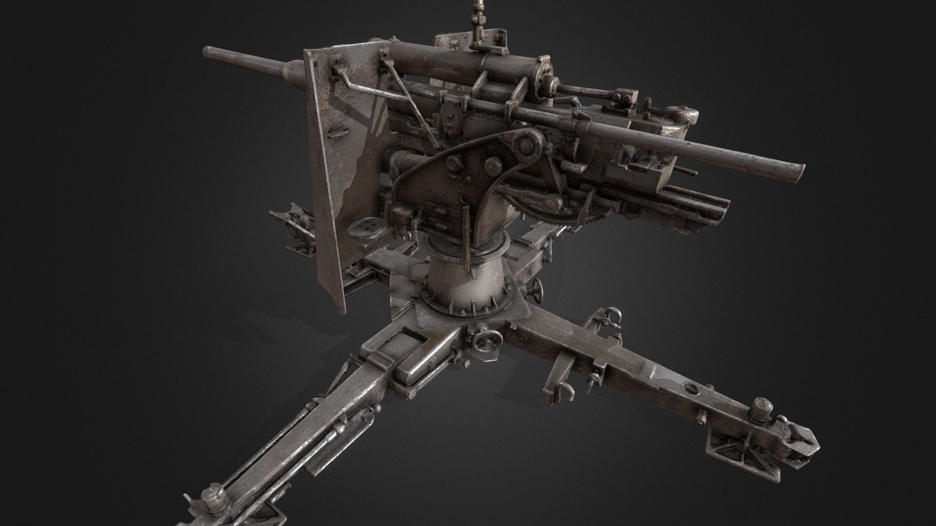 Anti-Aircraft Gun Ver_01 (PBR texture) - Buy Royalty Free 3D model by ...