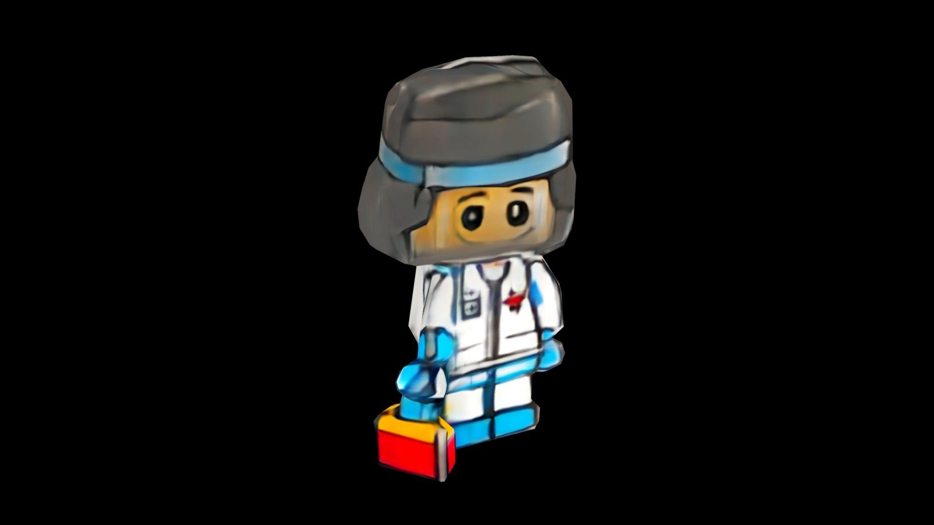 "Sticker depiction of a smiling doctor in blue s - Download Free 3D ...