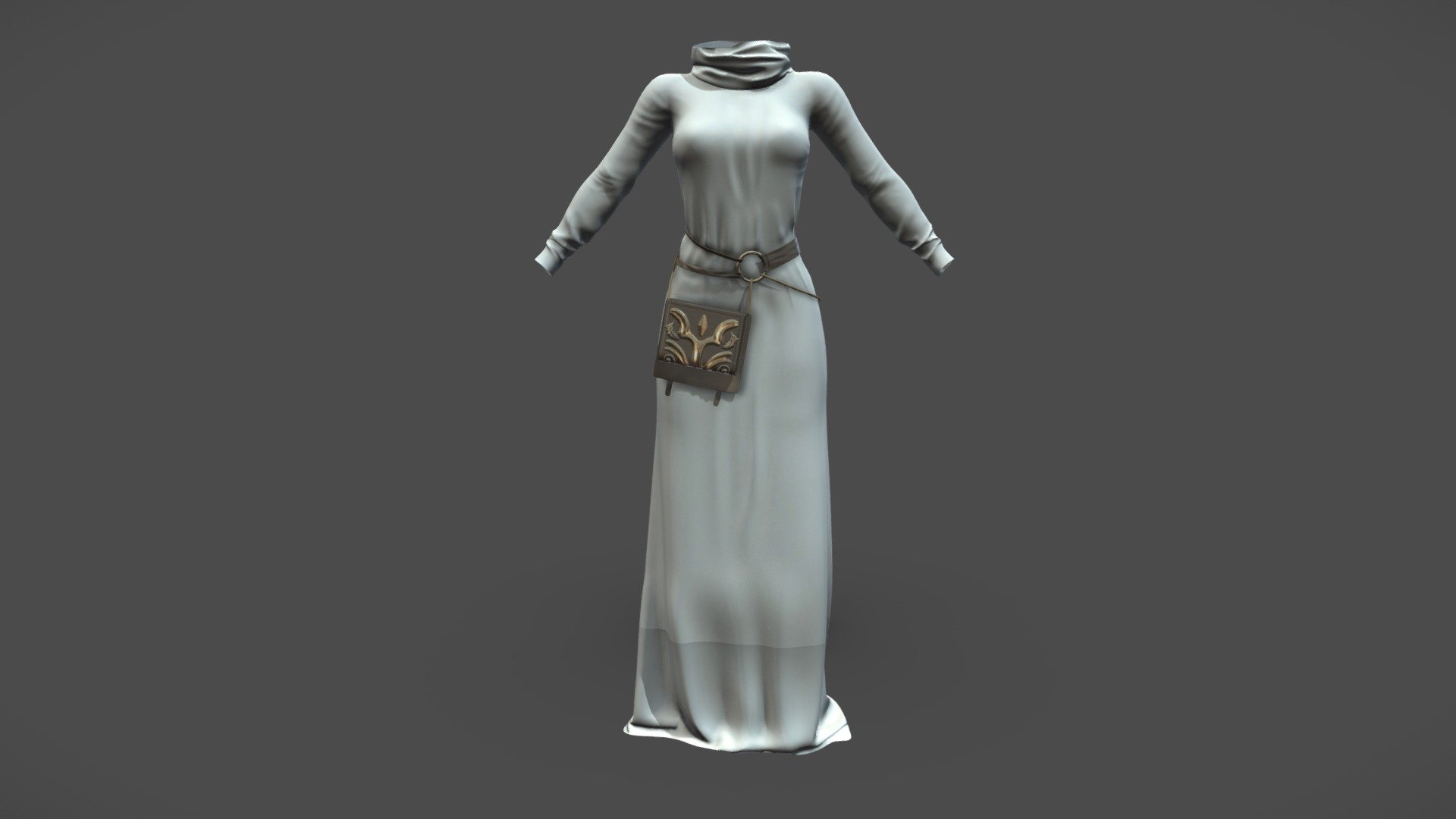 Female Sci-fi Fantasy Robe Dress With Belt Bag - Buy Royalty Free 3D ...