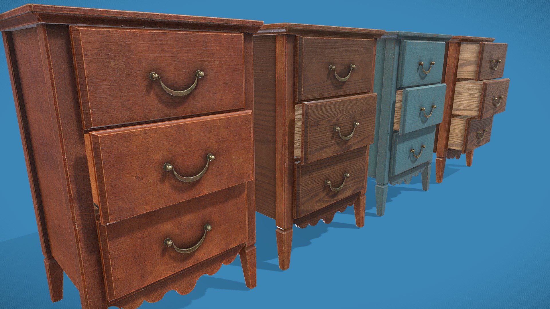 Simple Wooden Drawer Tables Type A - Download Free 3D model by Mad ...