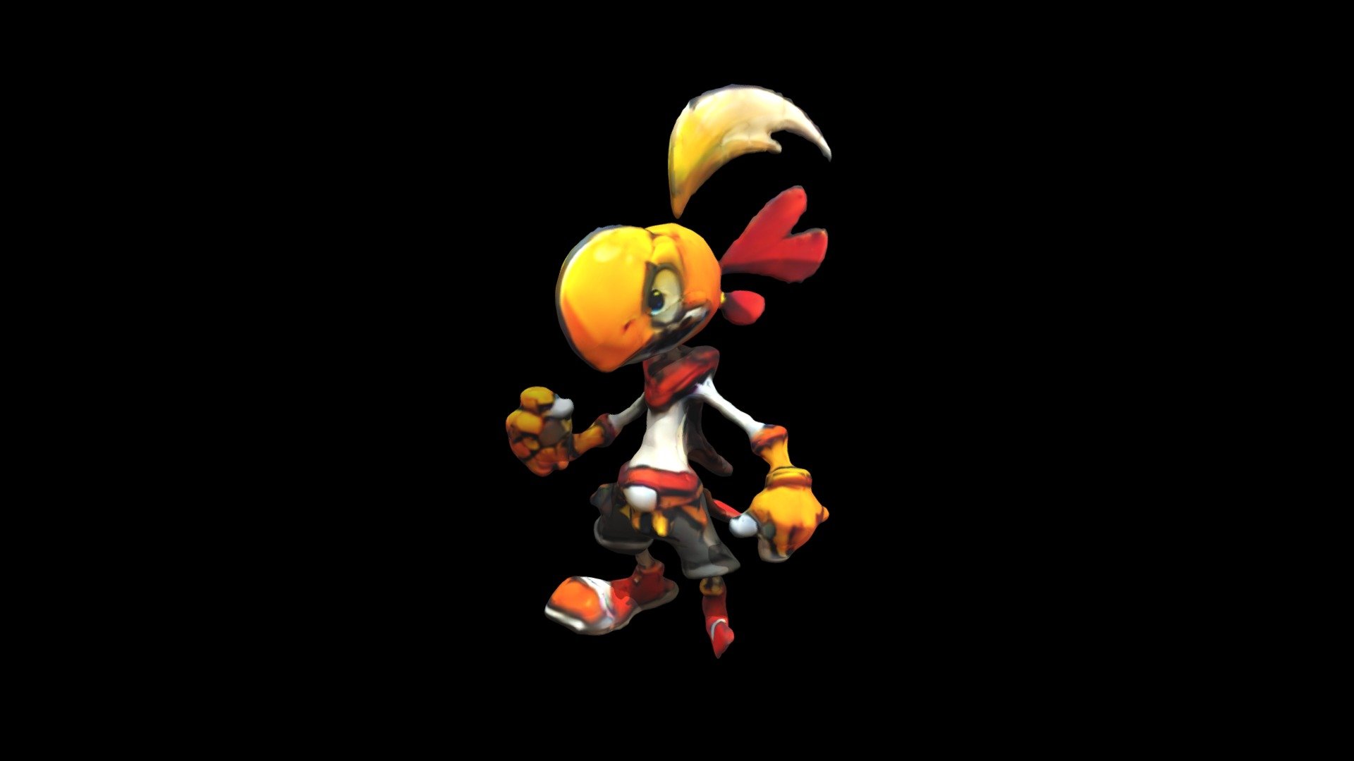 a cartoon character with a red scarf around h - Download Free 3D model ...