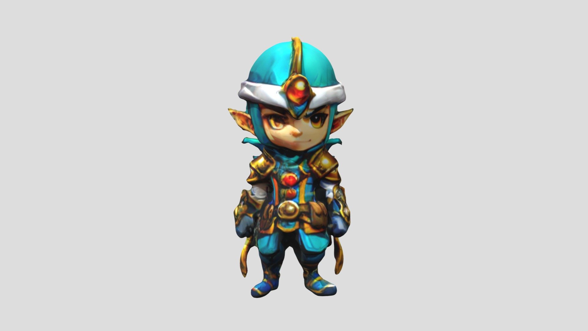 a cartoon character with a blue helmet and go - Download Free 3D model ...