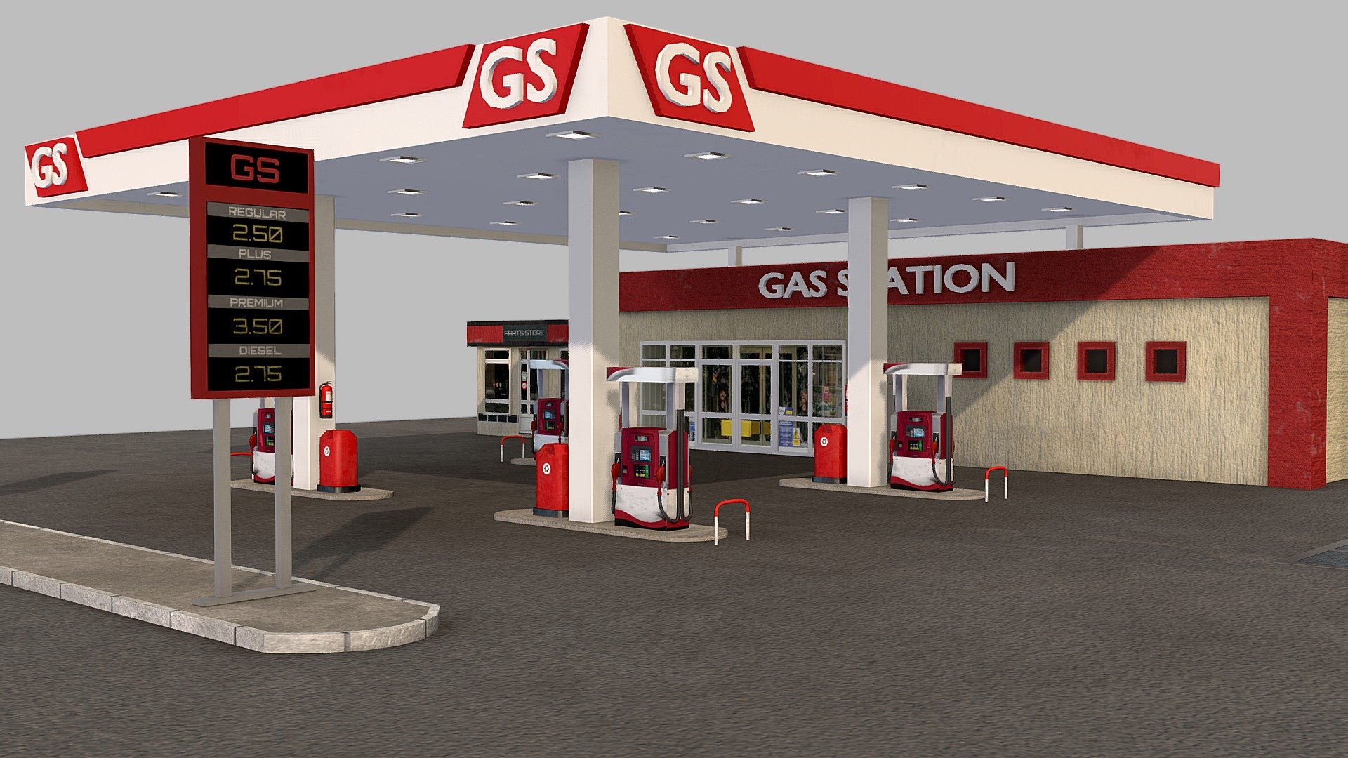 Gas Station - Buy Royalty Free 3D model by Elvair Lima (@elvair ...