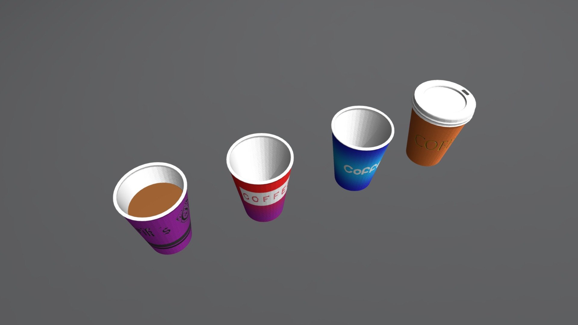 4 Coffeé Cups - 3D model by Carlstorm [352f353] - Sketchfab