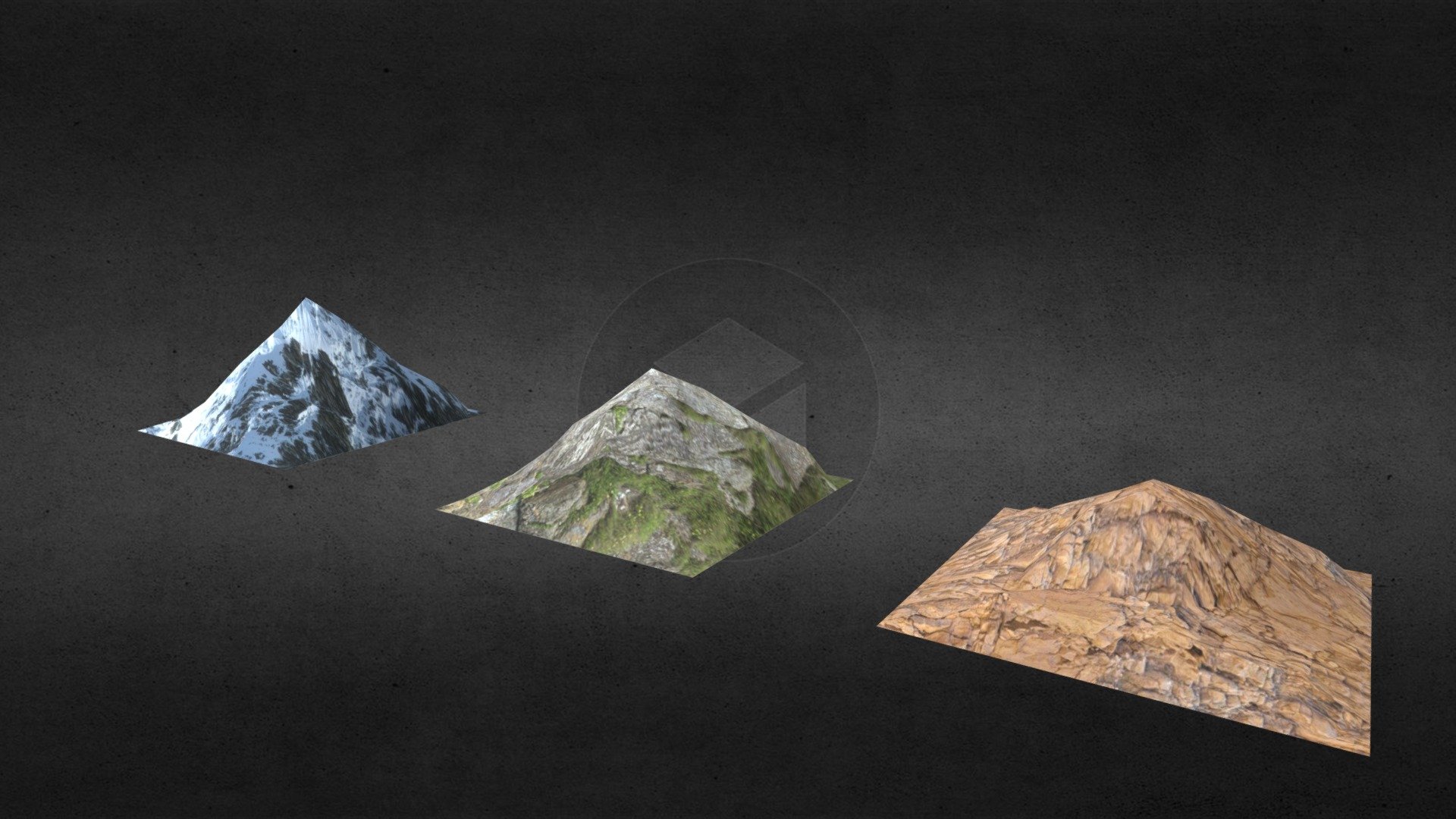 Mountains (Dry Mountain, Green, and Snow) - Buy Royalty Free 3D model ...