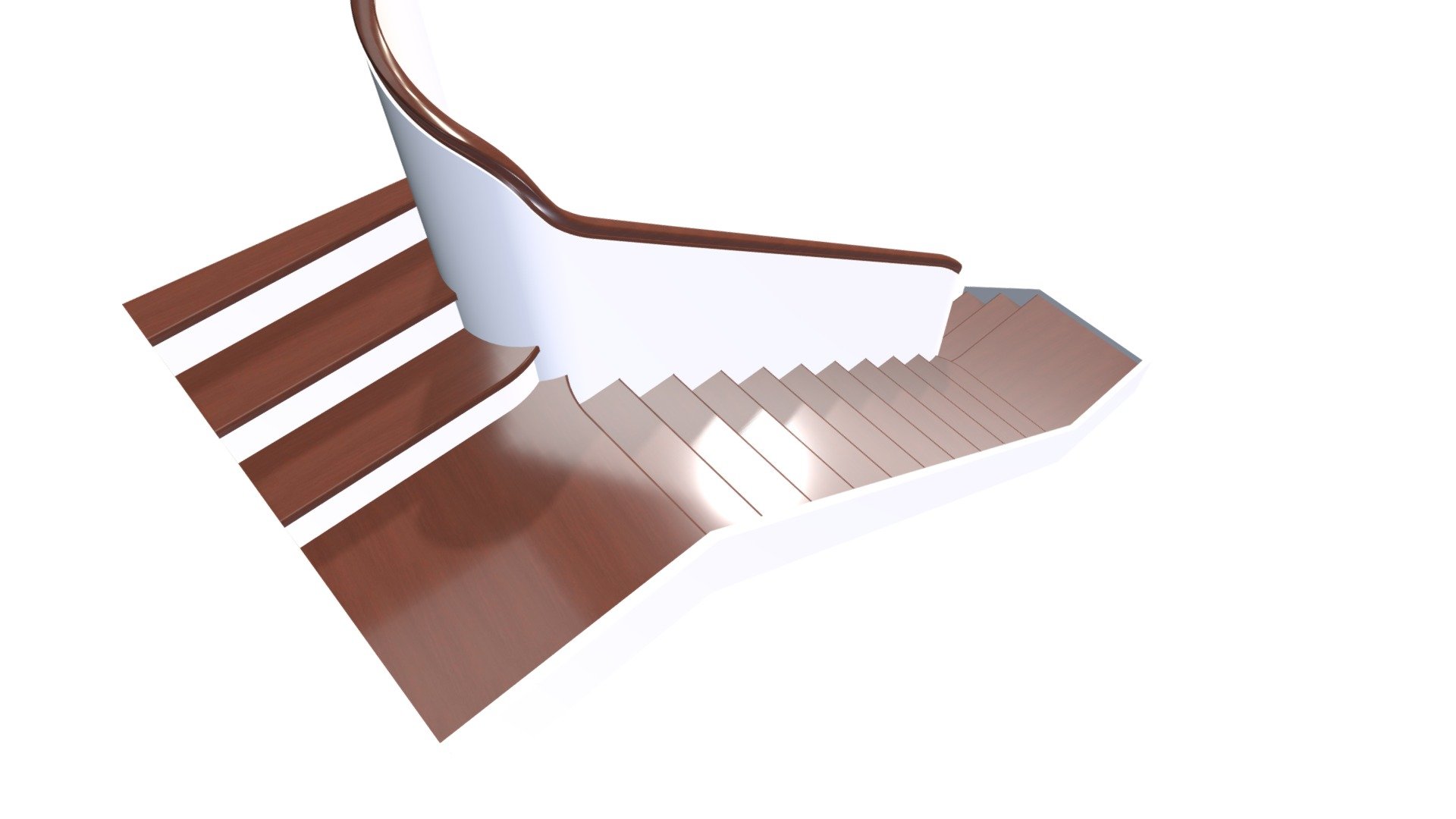 High String With Curved Tread Landing - 3D model by 3D Software for ...
