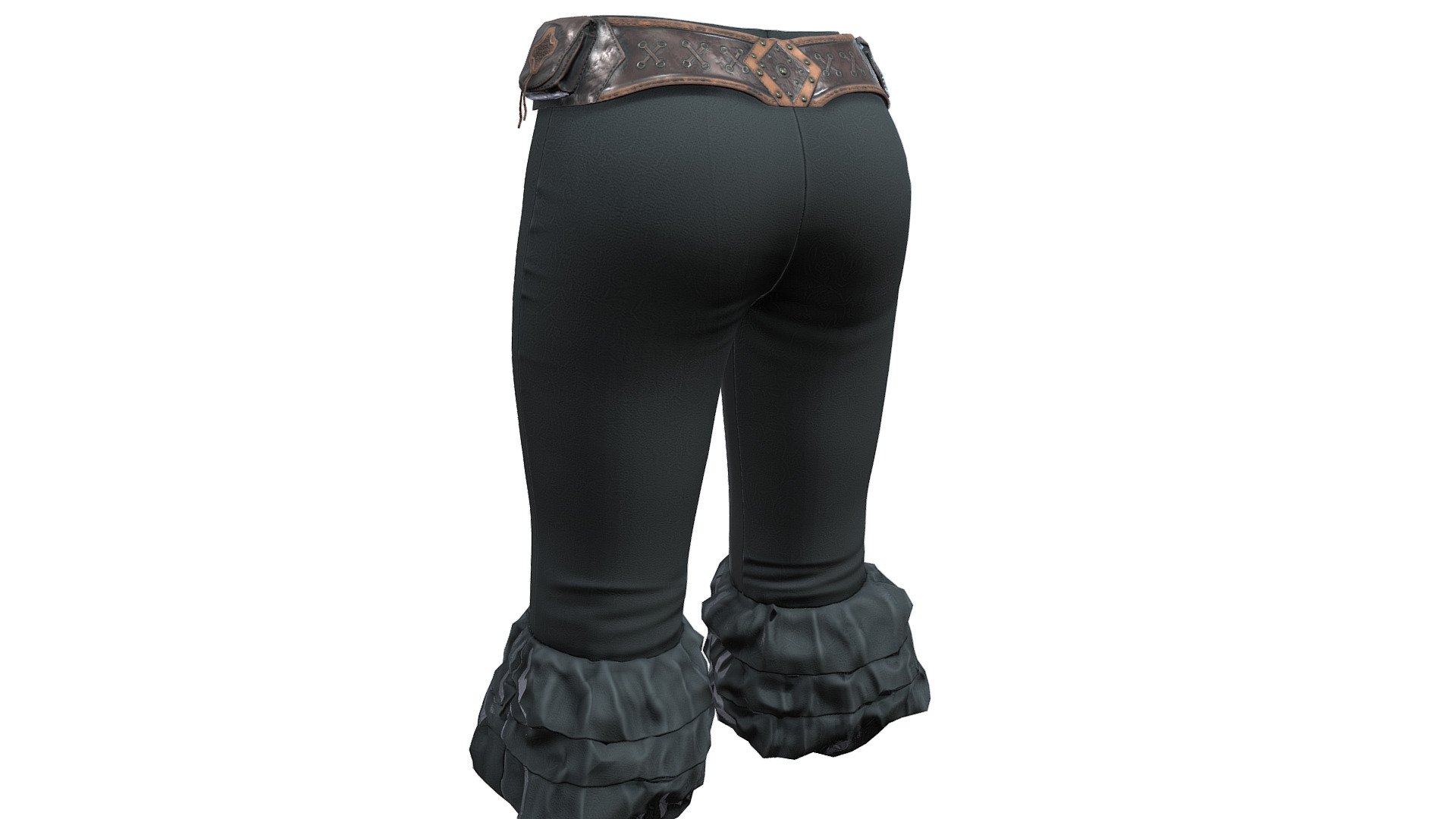Female Ruffled Bottom Capri Pant With Belt - Buy Royalty Free 3D model by 3dia [3563be0 ...