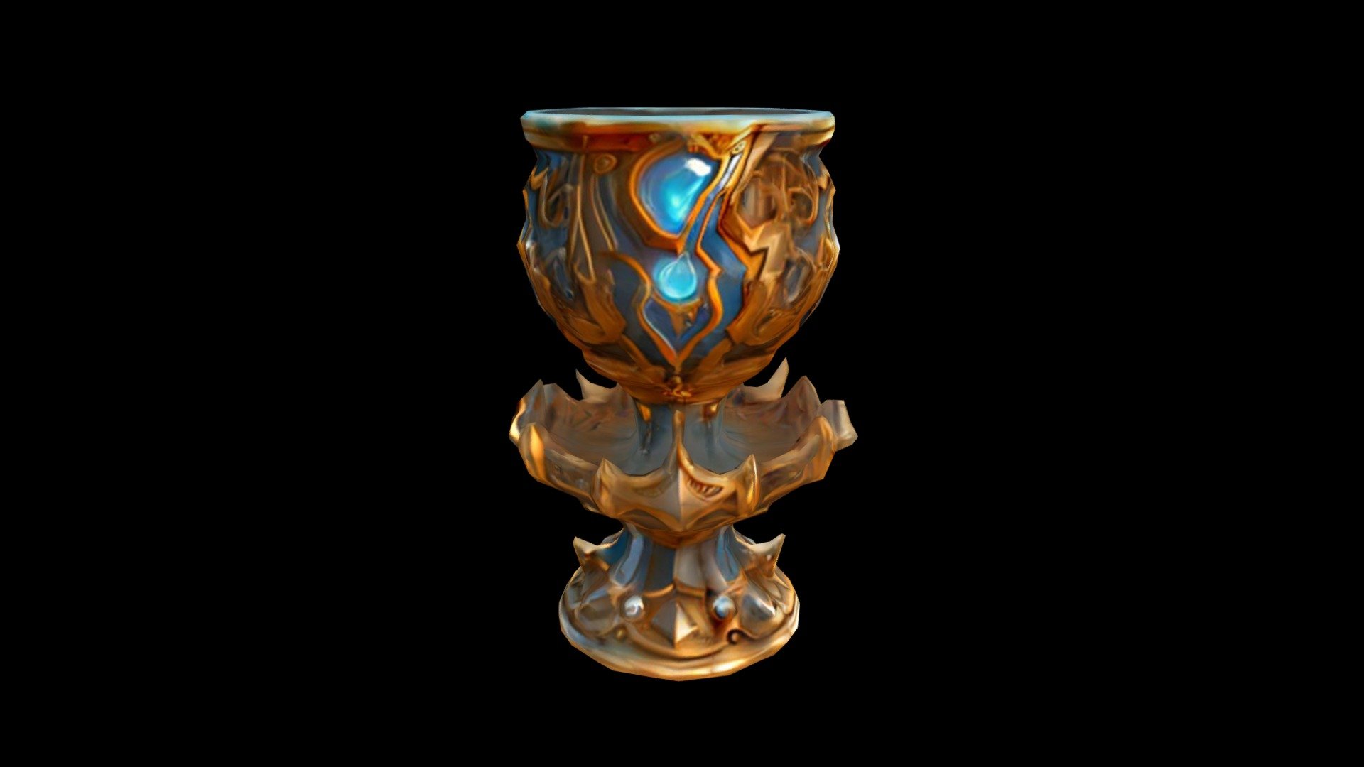 A Golden Vessel with a blue orb in the center co - Download Free 3D ...