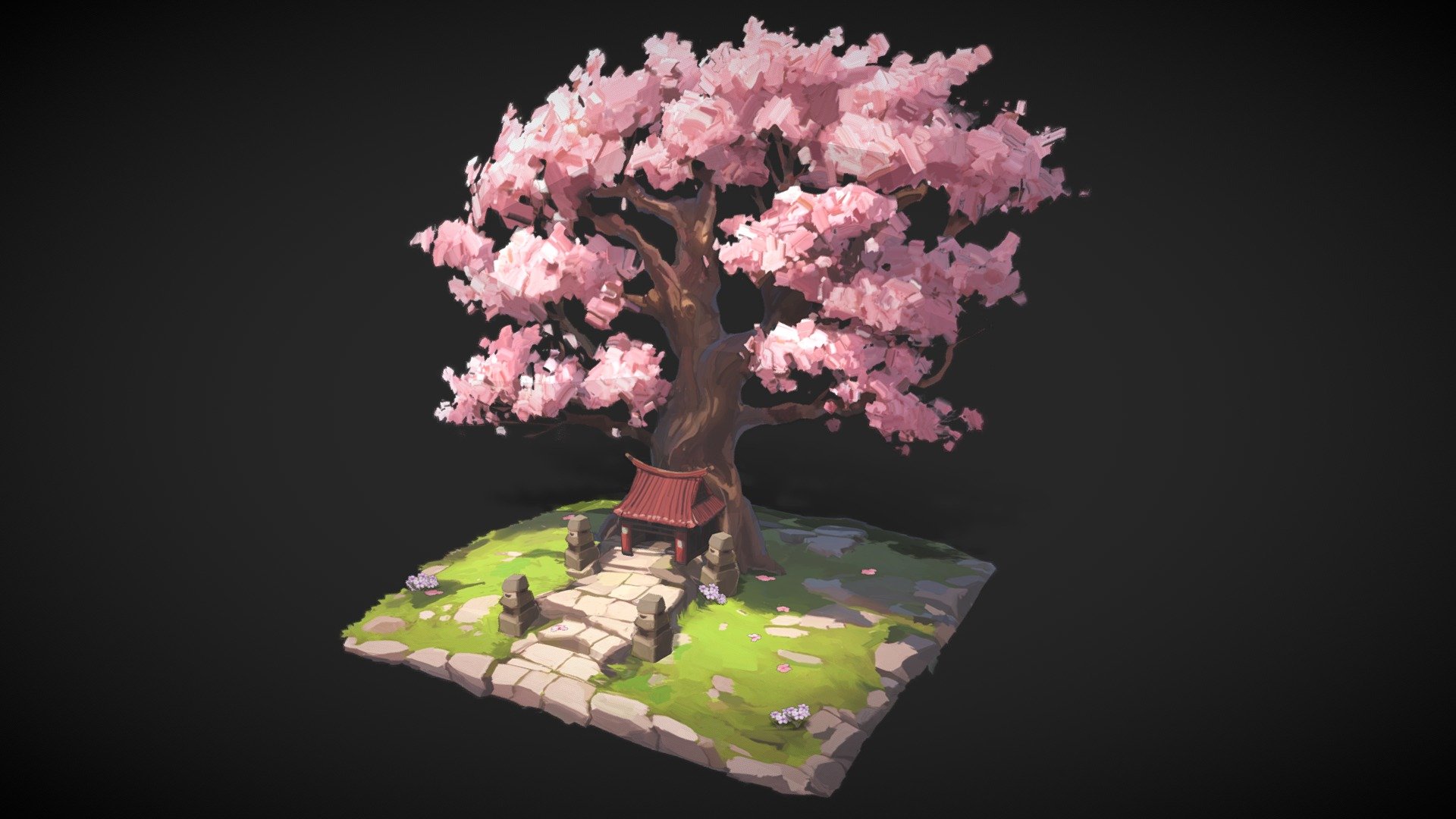 Damon Week the cherry blossom and shrine - 3D model by Damon.Wu ...
