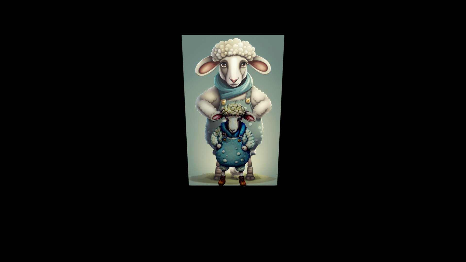 cartoon sheep with a blue scarf and a sheep in a - Download Free 3D ...