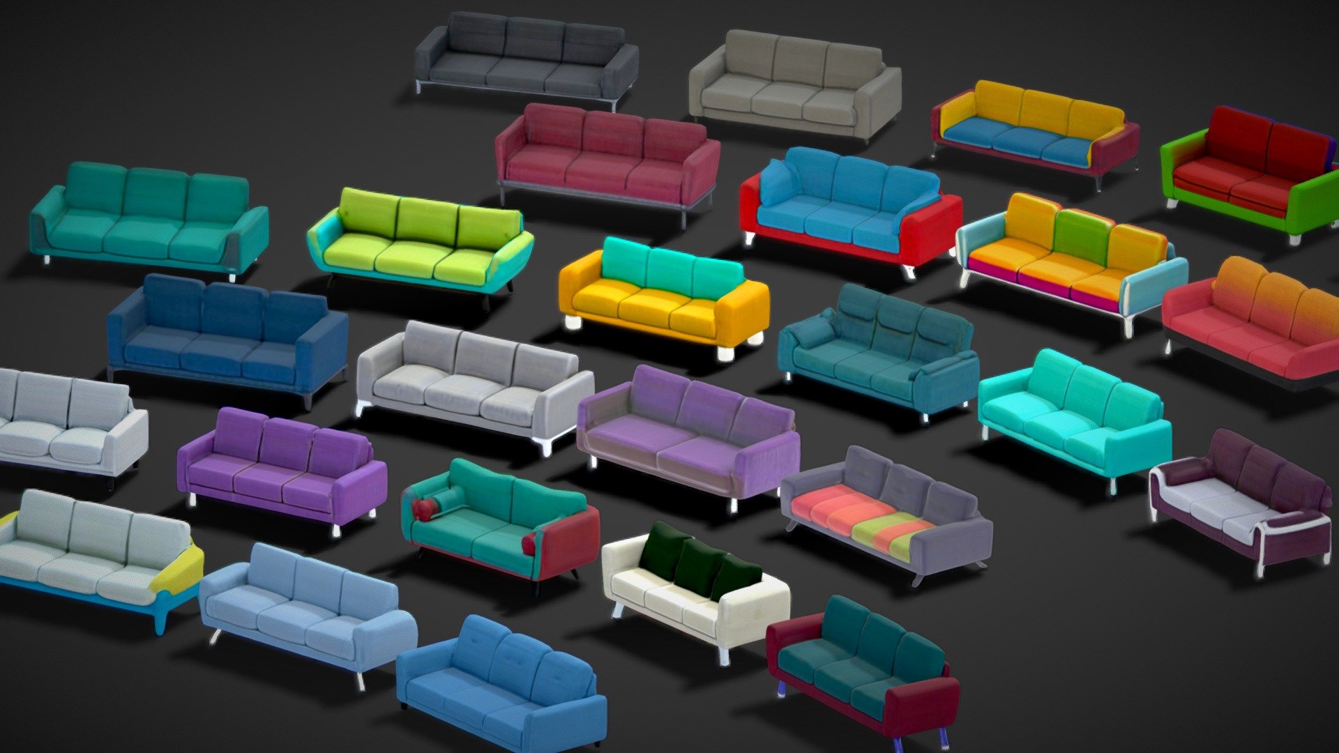 Sofa Set Pack - Low Mid Poly Realistic Assets - Buy Royalty Free 3D ...
