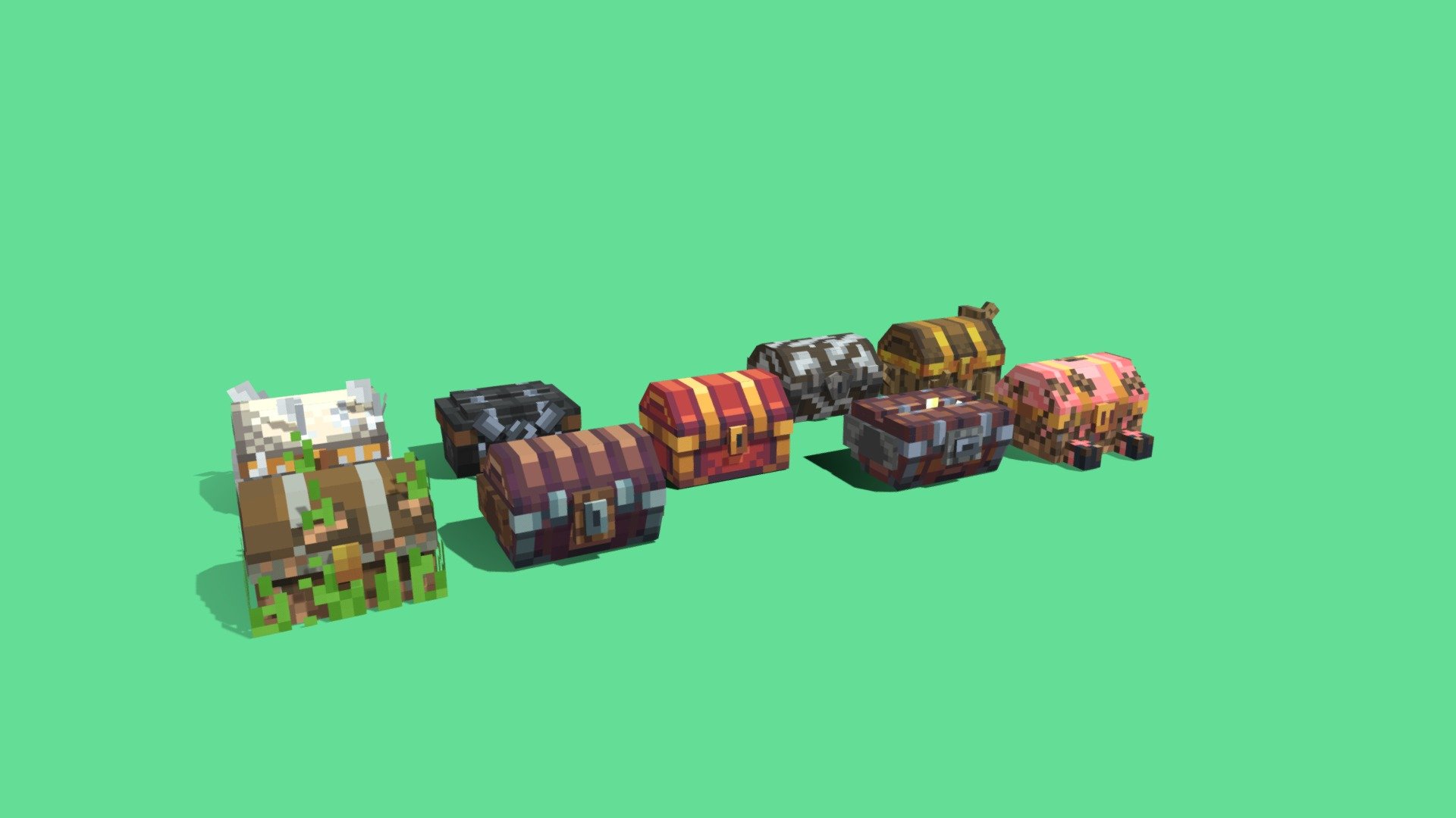 Set of Lootboxes - Fantasy RPG Minecraft chests - 3D model by W ...