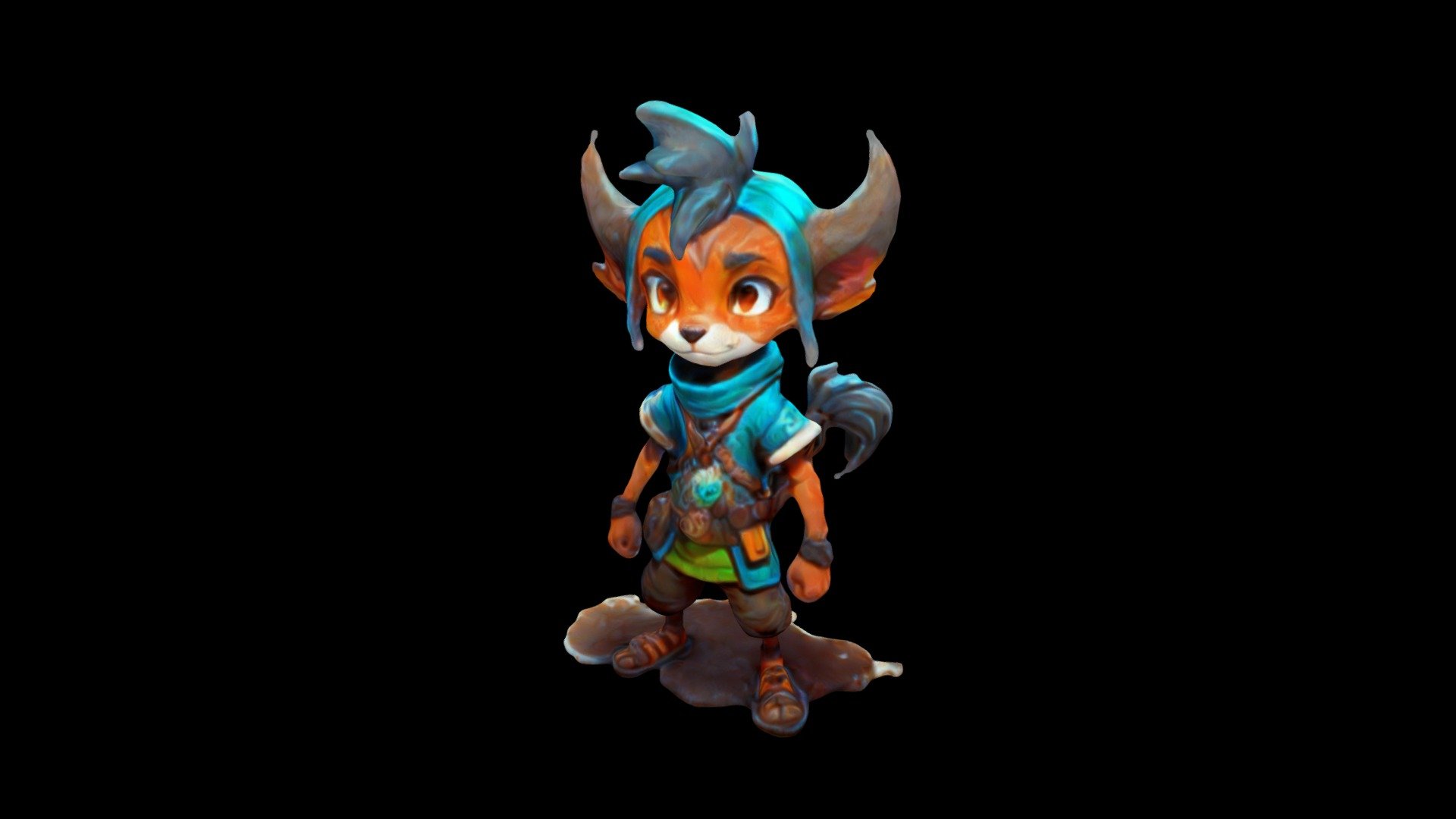 a orange fox dressed as a adventurer the fox has - Download Free 3D ...