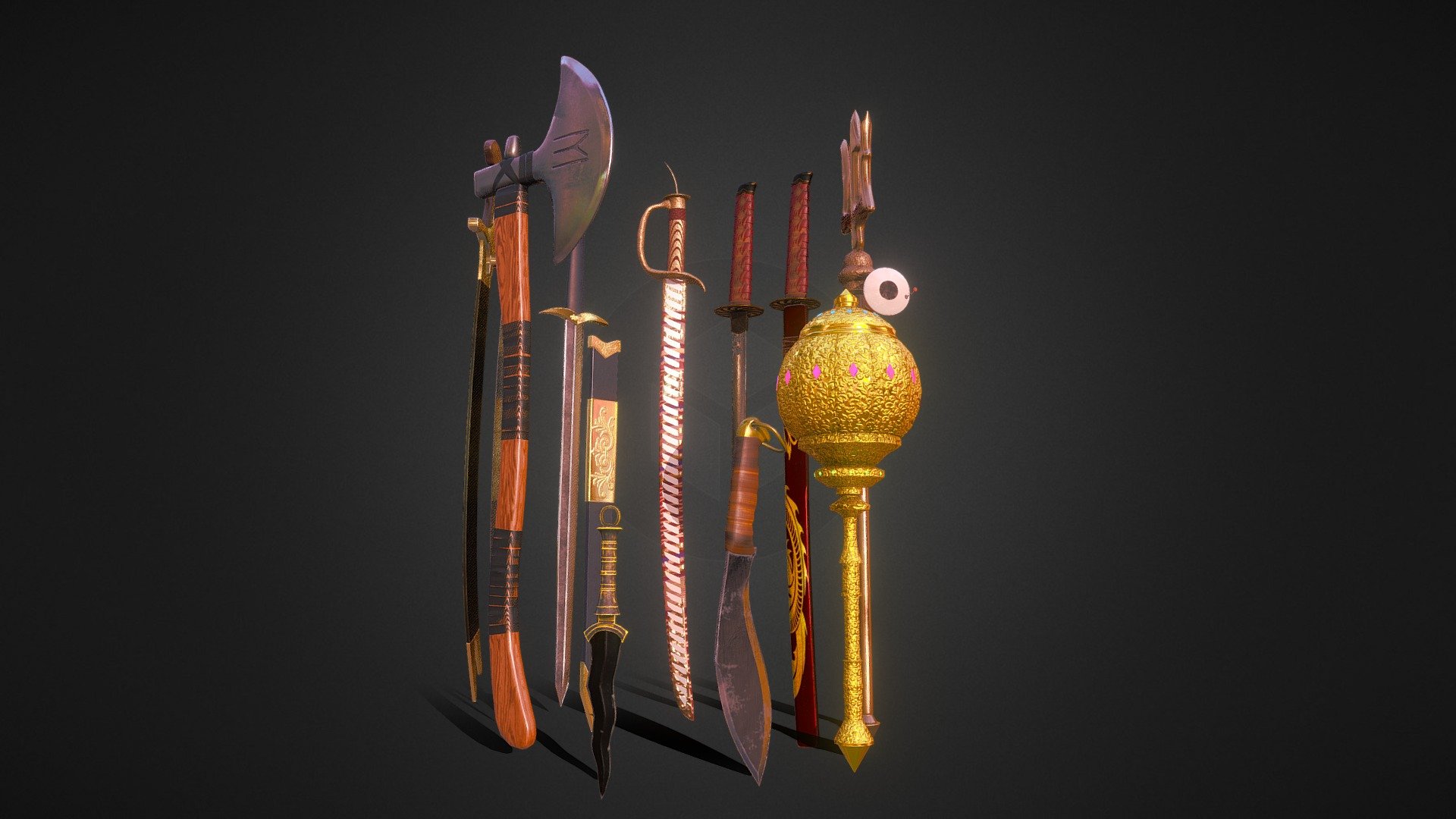 Realistic Historic Melee Weapon Pack - Buy Royalty Free 3D model by ...