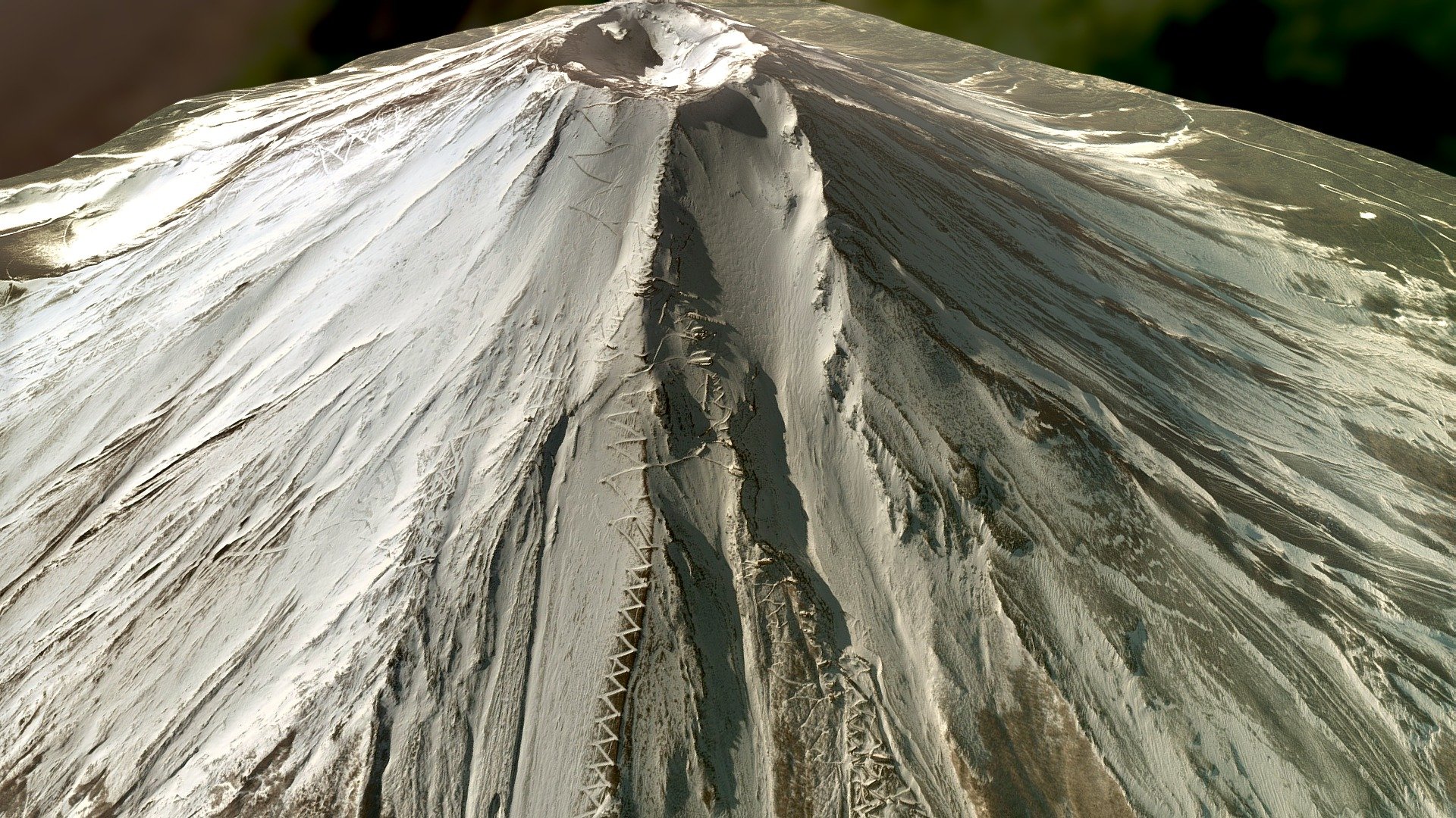 Mount Fuji Volcano Crater with Snow - Japan - Download Free 3D model by ...