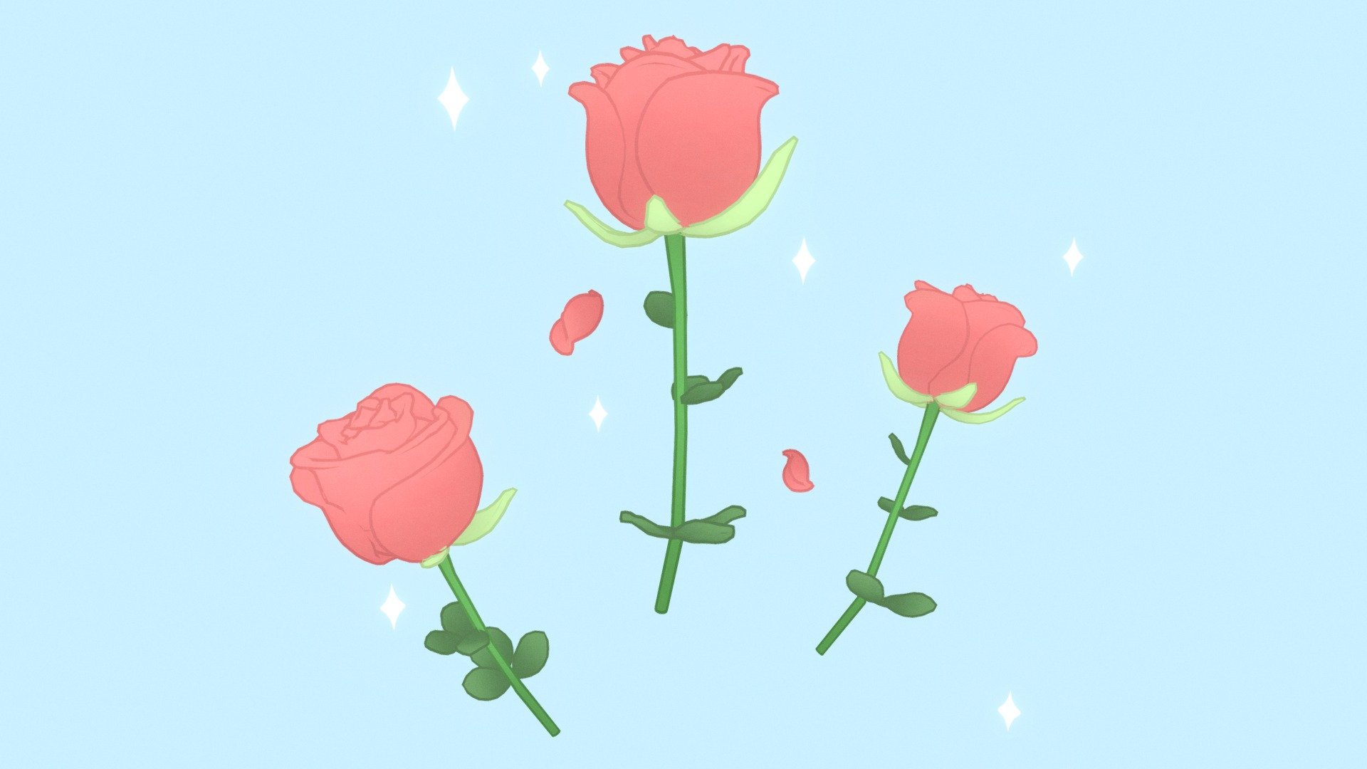 Stylised Roses - 3D model by Jay Topham (@sophee.jay) [35ac8cb] - Sketchfab